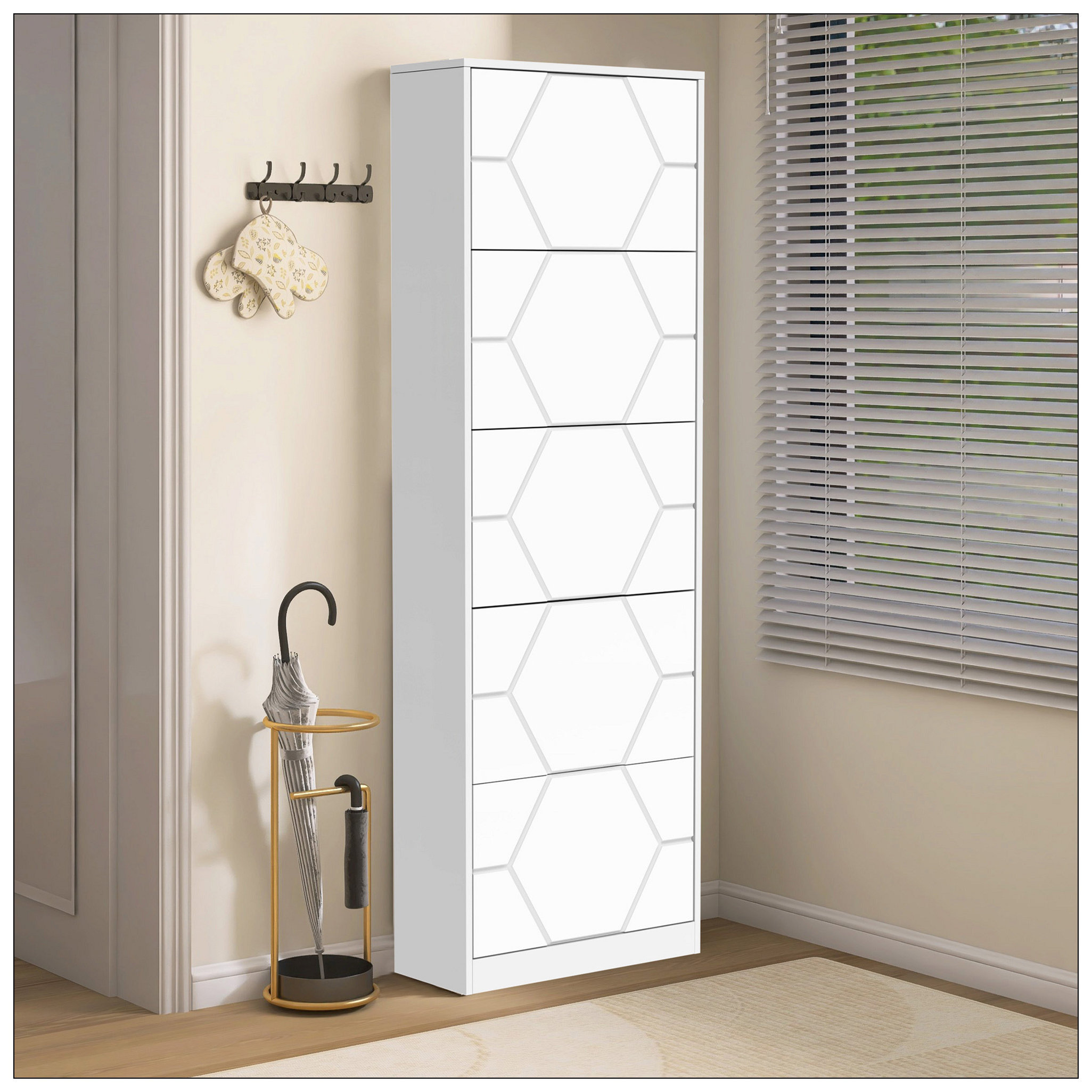 Ivy Bronx Shoe Storage Cabinet For Entryway, 5 Tiers Shoe Organizer ...