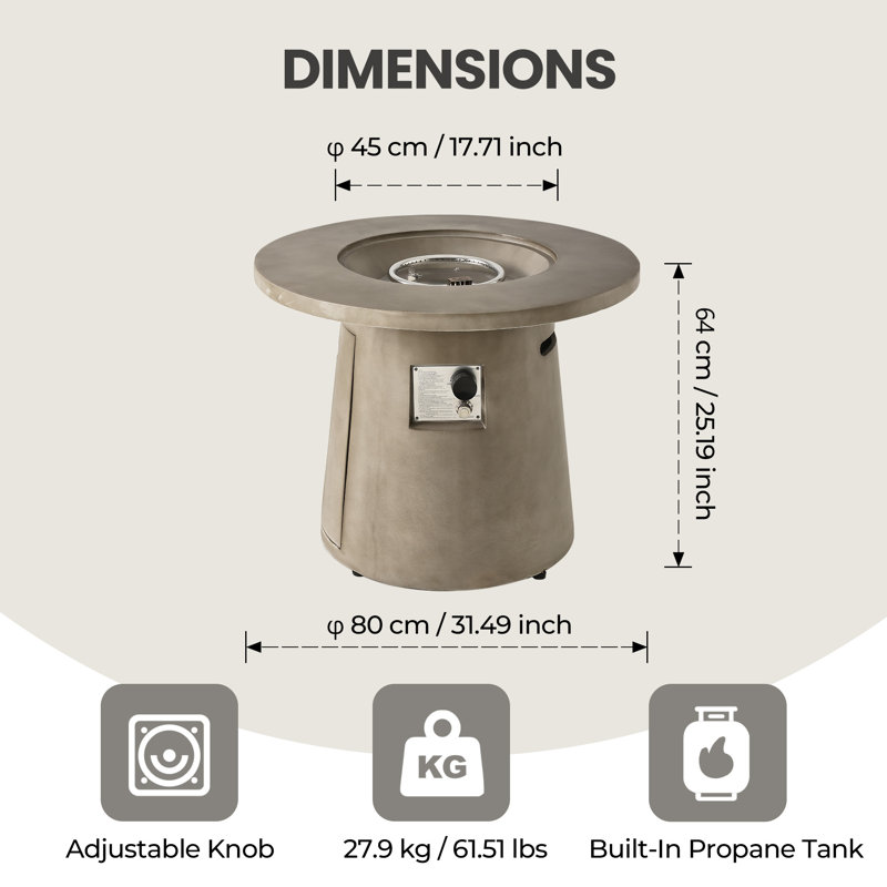 Brayden Studio® Outdoor Concrete Propane Fire Pit Table | Wayfair