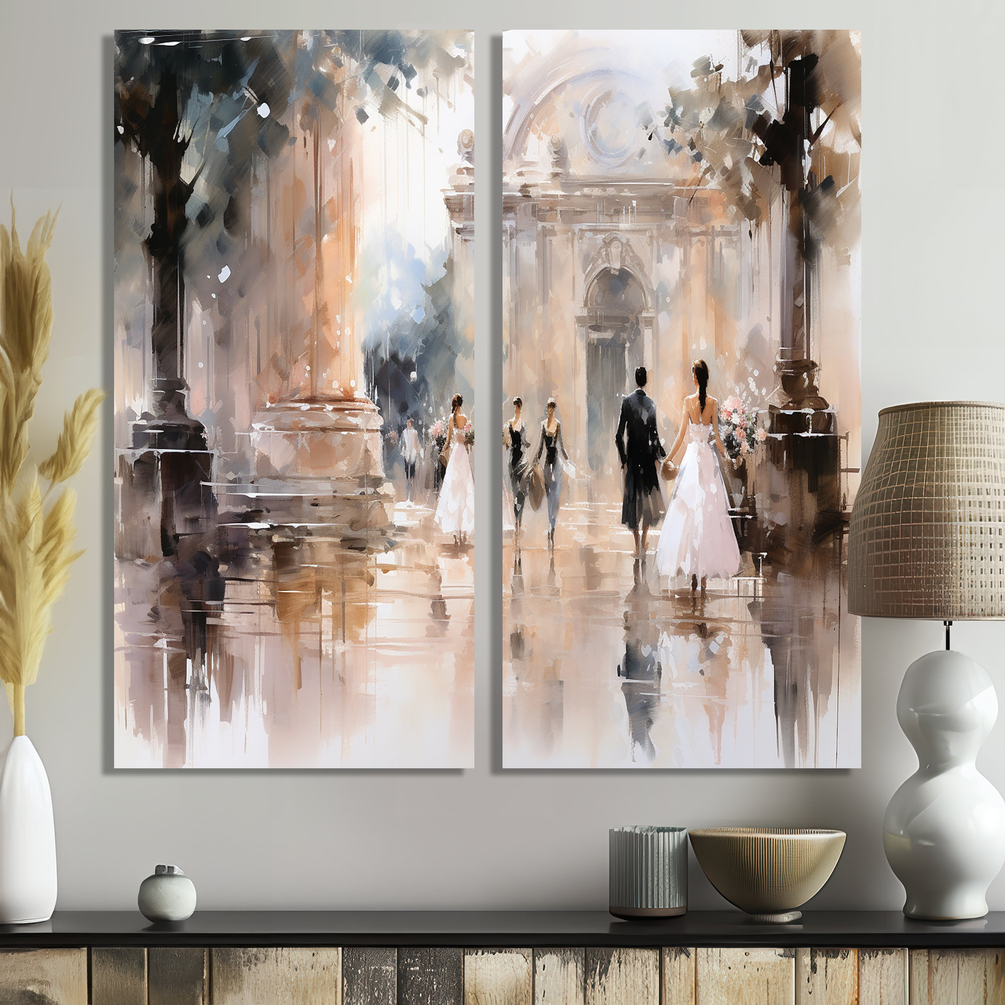 Design Art Fashion Impressionist Elegance II - Glam Wall Art Set Of 2 ...