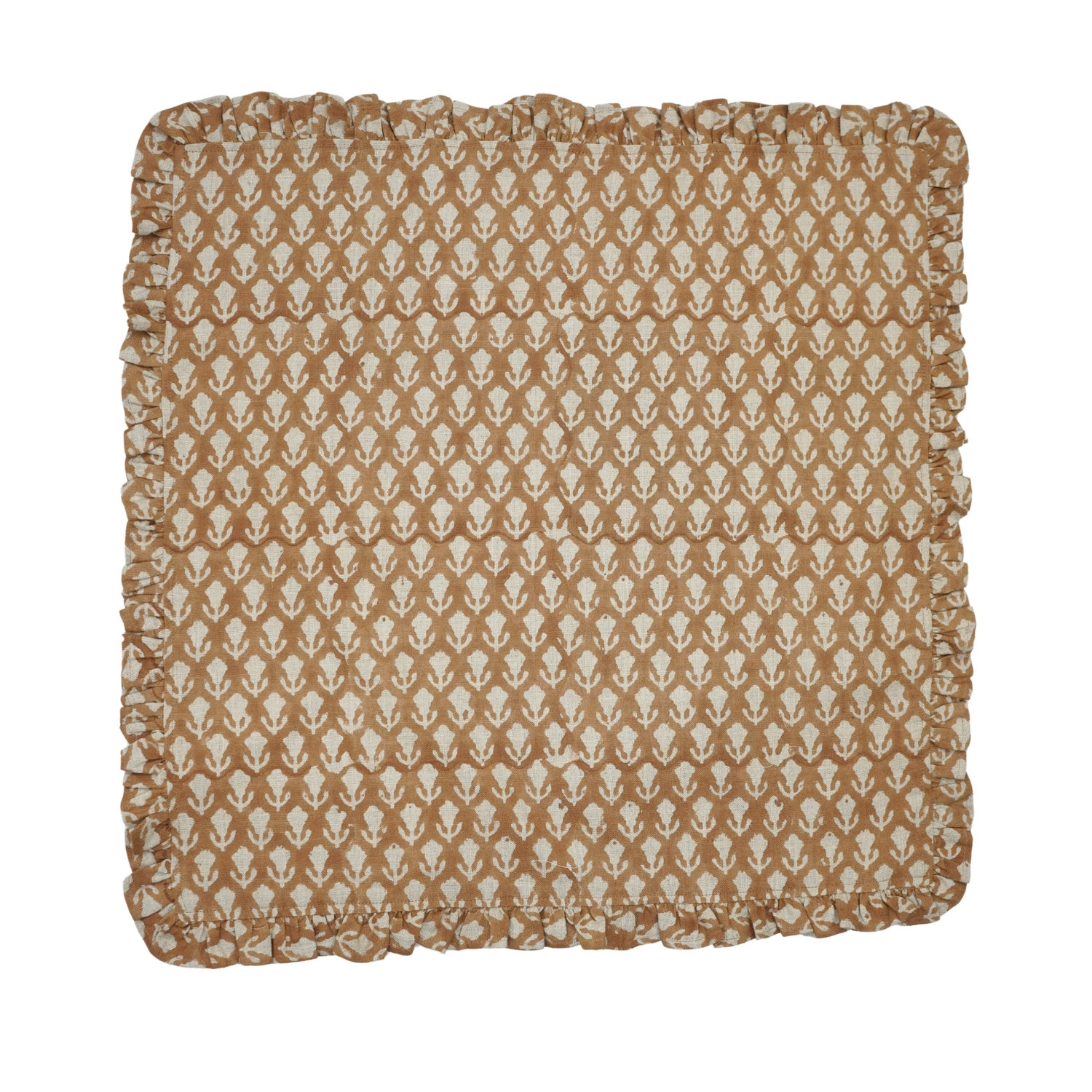 Fabdivine Elegant Florl Block Print Ruffled Napkin 18X18 Inch Classic ...