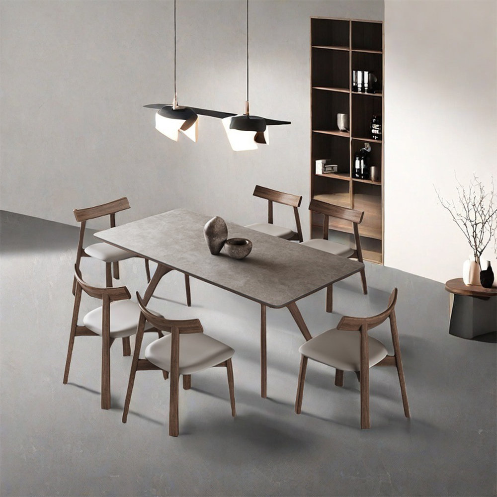 Graceful Nests Furnishings Rectangular rock plate dining table sets ...