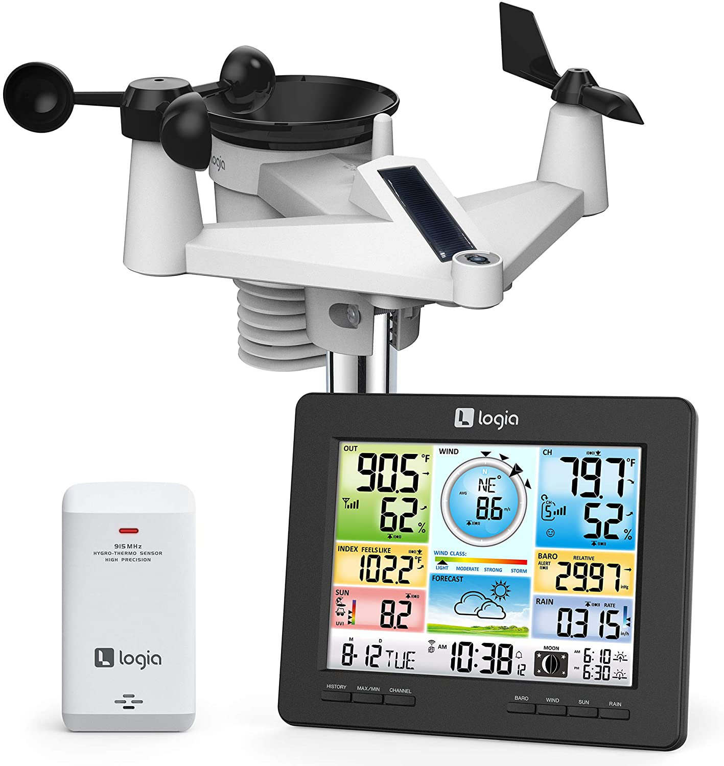Logia 7-in-1 Wi-fi Weather Station With Solar | Indoor/outdoor Remote ...
