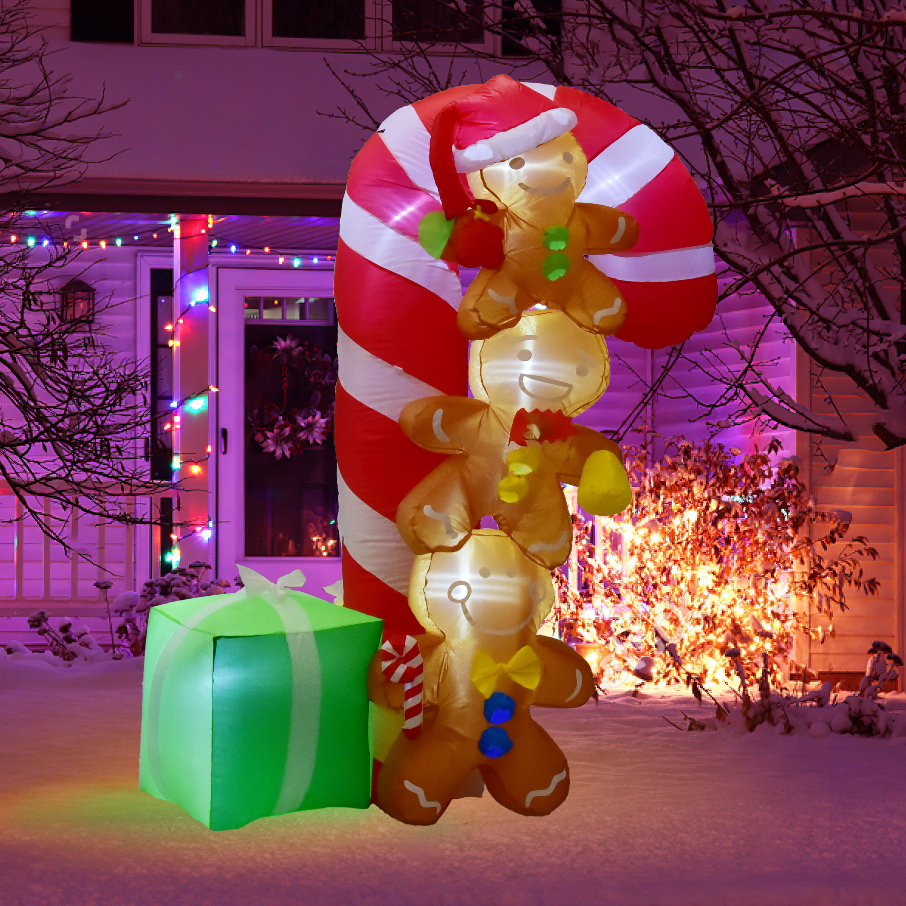 The Holiday Aisle® Gingerbread With Giant Candy Canes Decoration ...