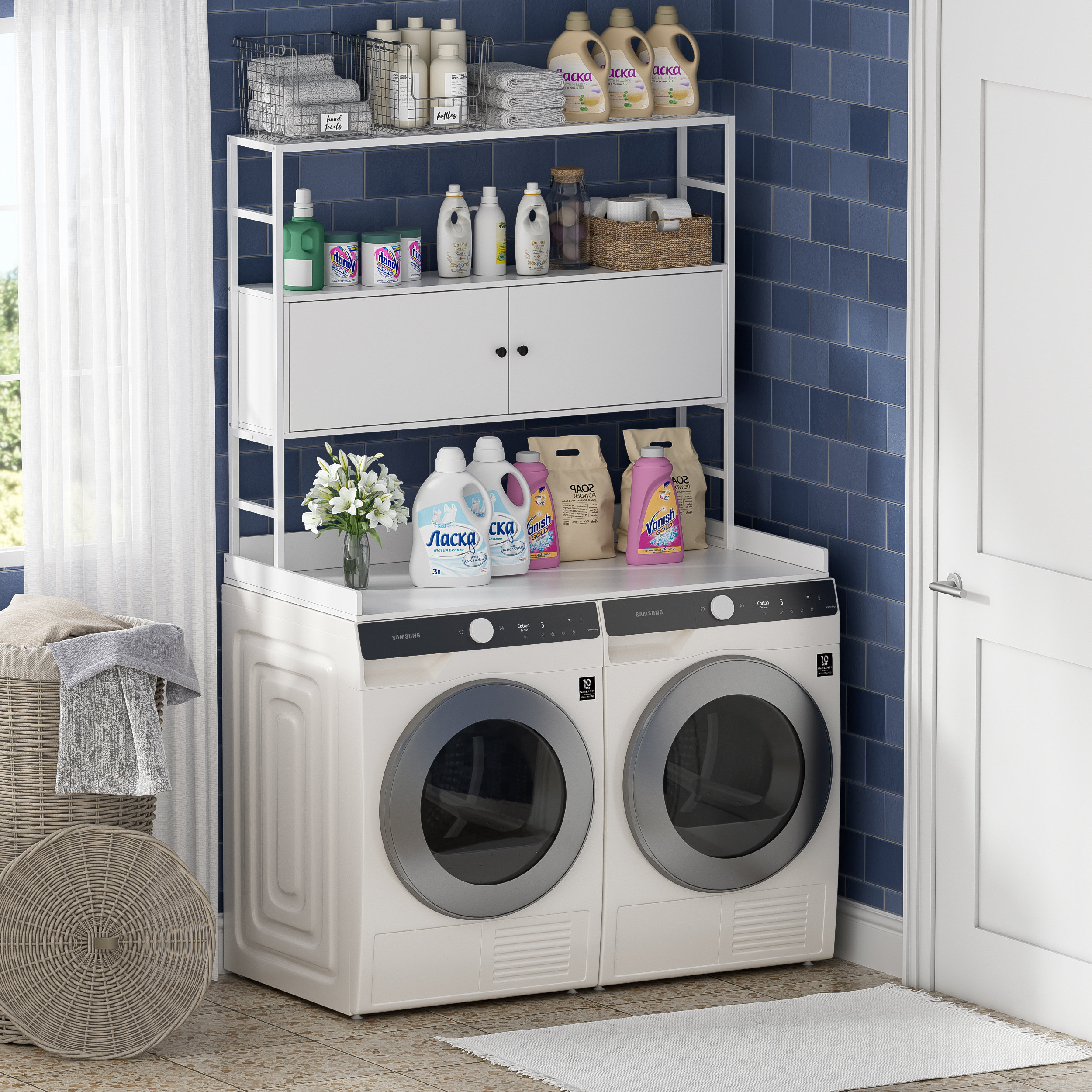 ElasignShopo Washer Dryer Countertop, 3-tier Washer And Dryer Covers ...
