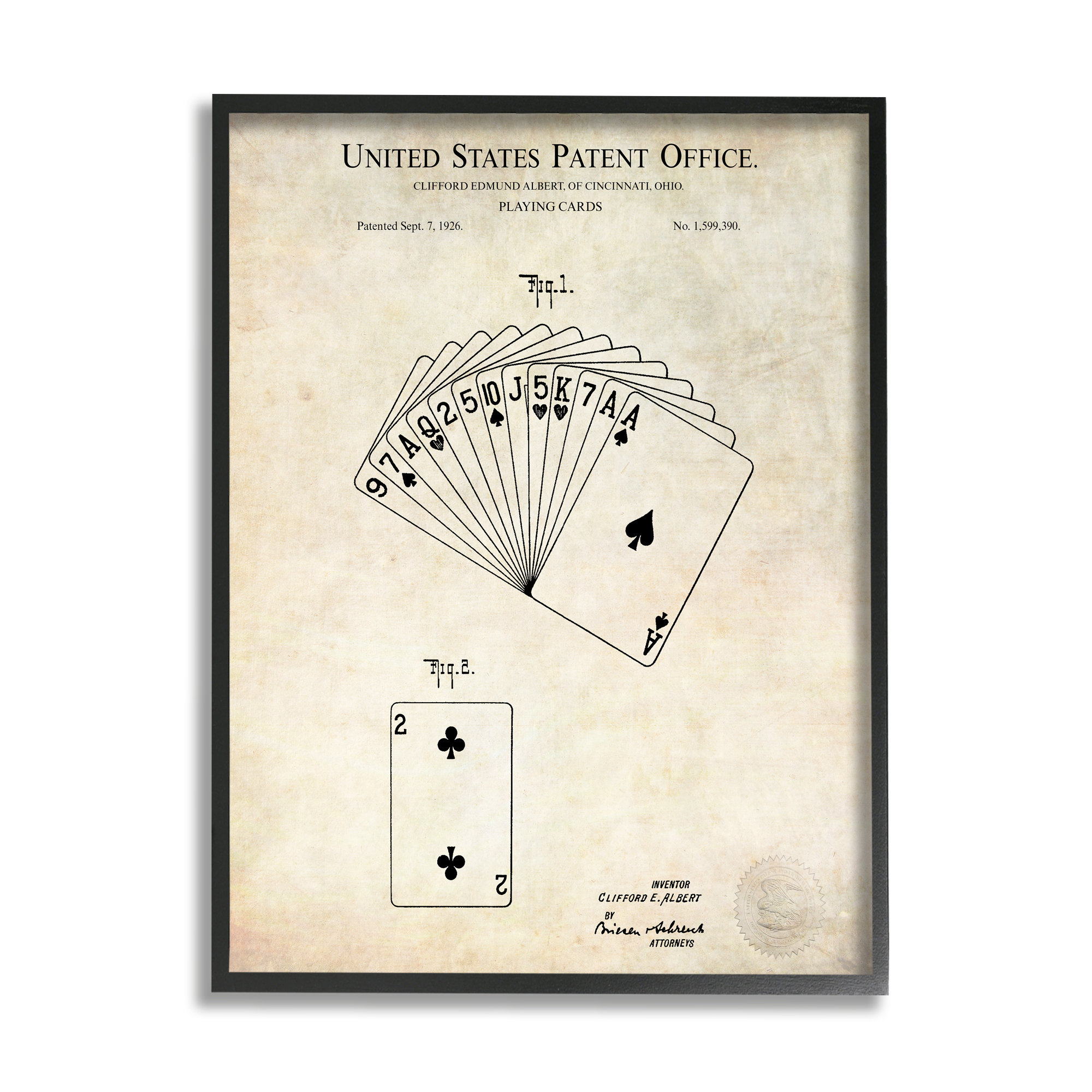 Stupell Industries Vintage Playing Cards Patent Diagram Blueprint Text ...