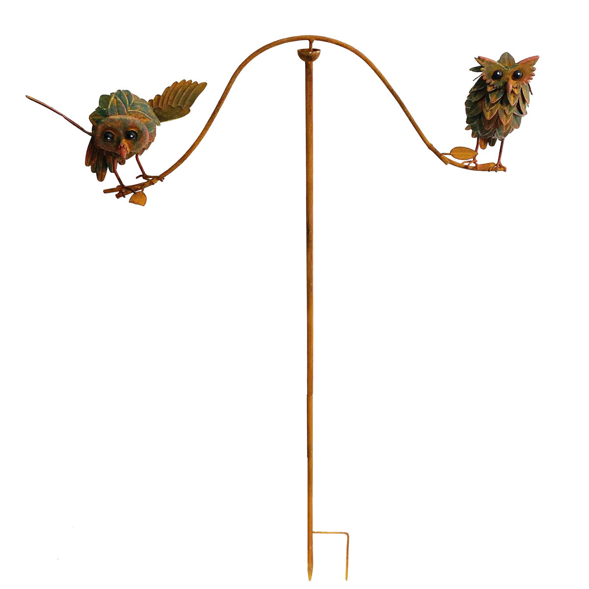 Arlmont & Co. Rustic Metal Double Owl Balancer Kinetic Spinning Rocking ...