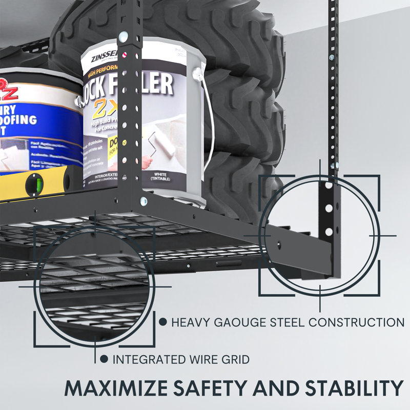 Rebrilliant Maryorie Ceiling Mounted Overhead Steel Garage Storage ...