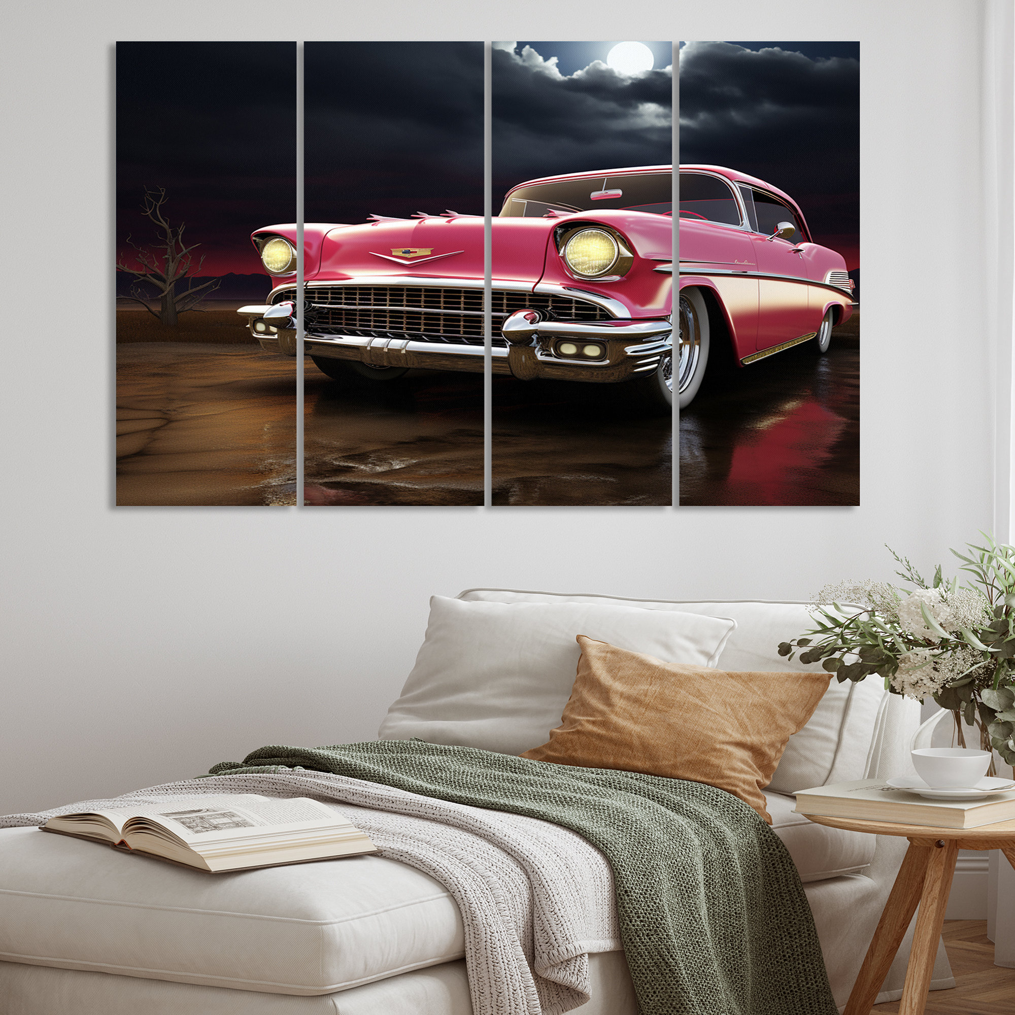 Ebern Designs Elegant Design Of Red Vintage Car 1950S I - Retro Car ...