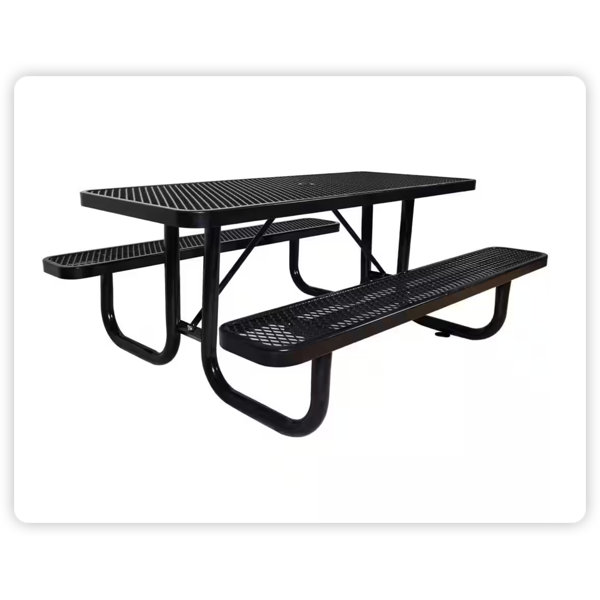 Wildon Home® Rectangular Outdoor Steel 6 Ft. Picnic Table With Bench ...