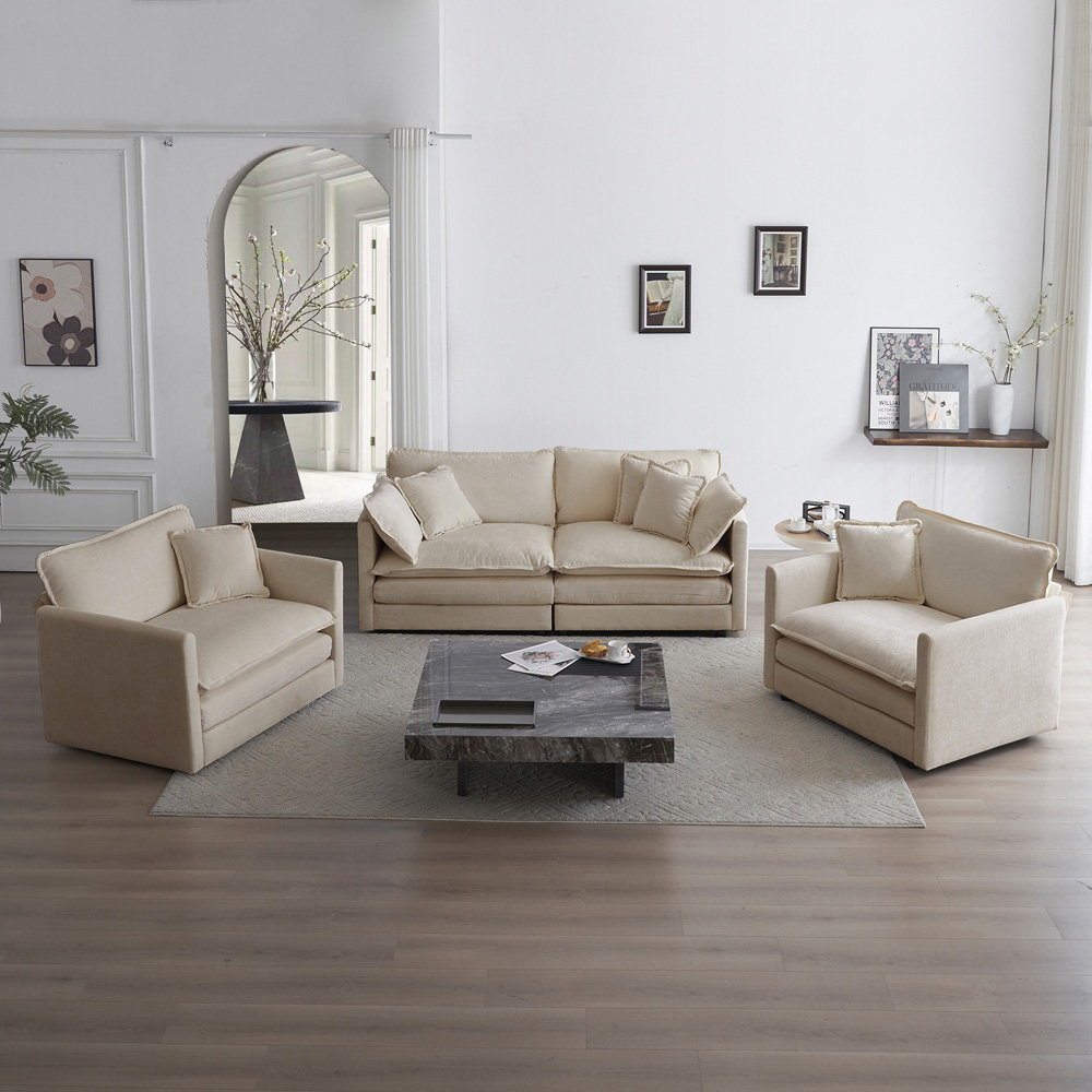Hokku Designs 3 Piece Sofa Set (Beige) | Wayfair