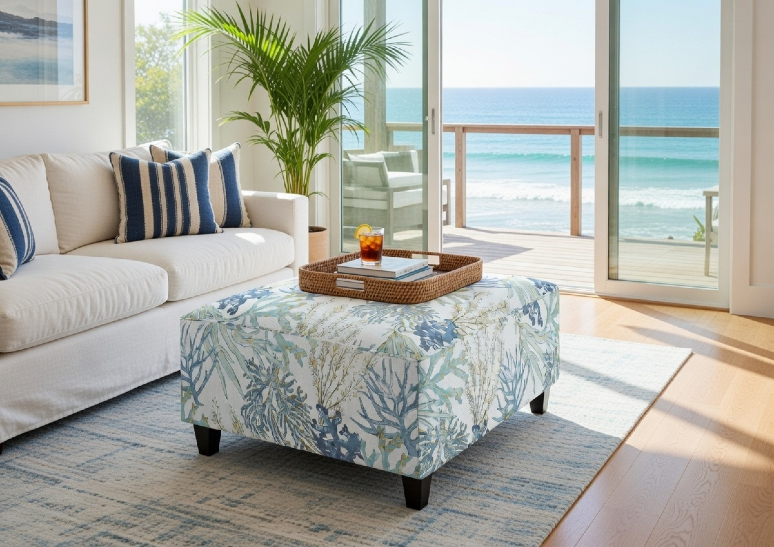 Beachcrest Home™ Reigate Floral Cocktail Ottoman & Reviews | Wayfair