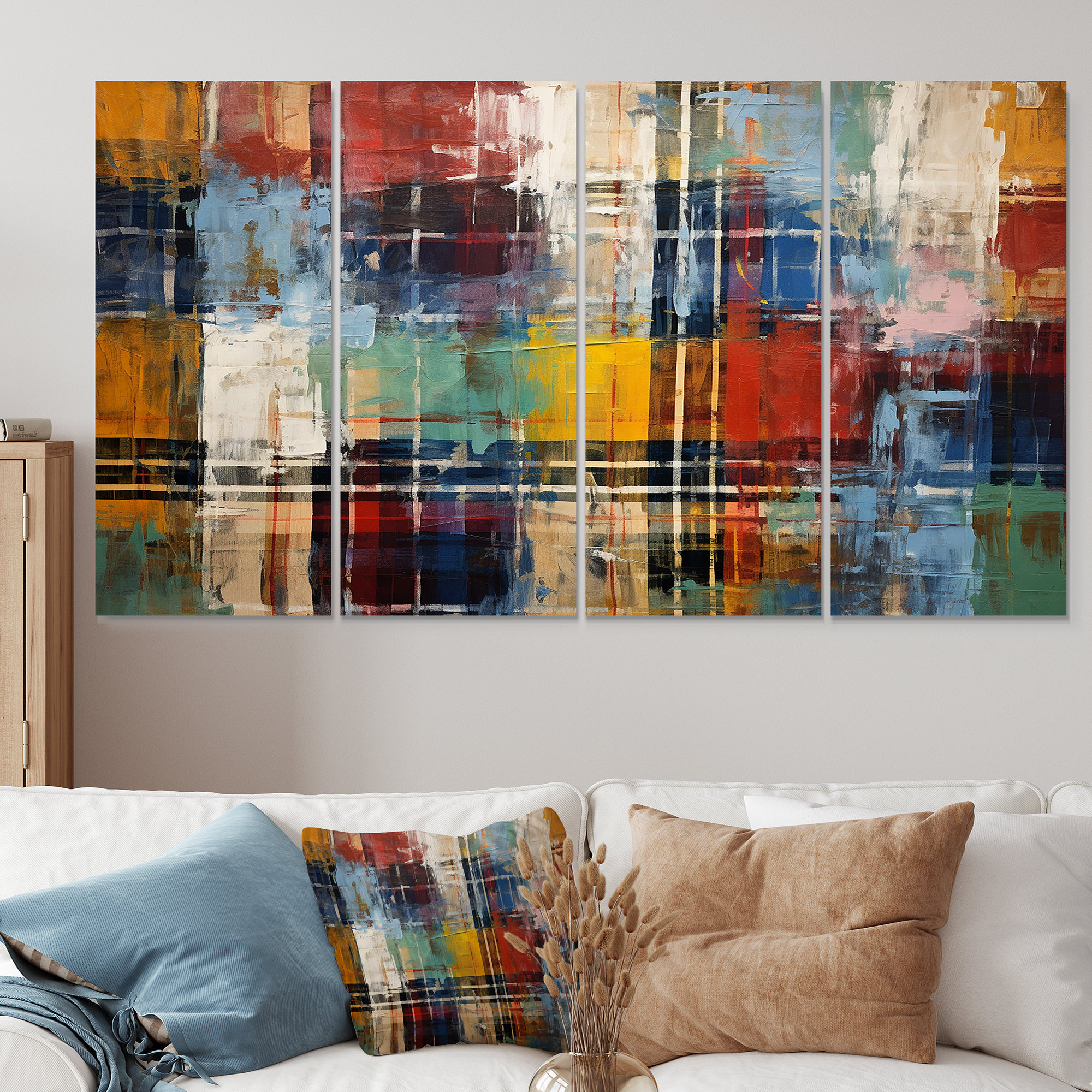 Wrought Studio™ Colorful Earth Colors Tiles IV - Boho Mosaic 4 Piece ...