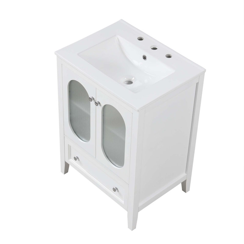DSUNNER 24" White Bathroom Vanity with Drawer & Doors | Wayfair