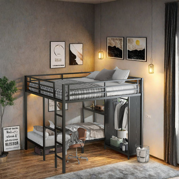 Mason & Marbles Bunk Bed With Desk And Wardrobe, Space-Saving Loft Bed ...