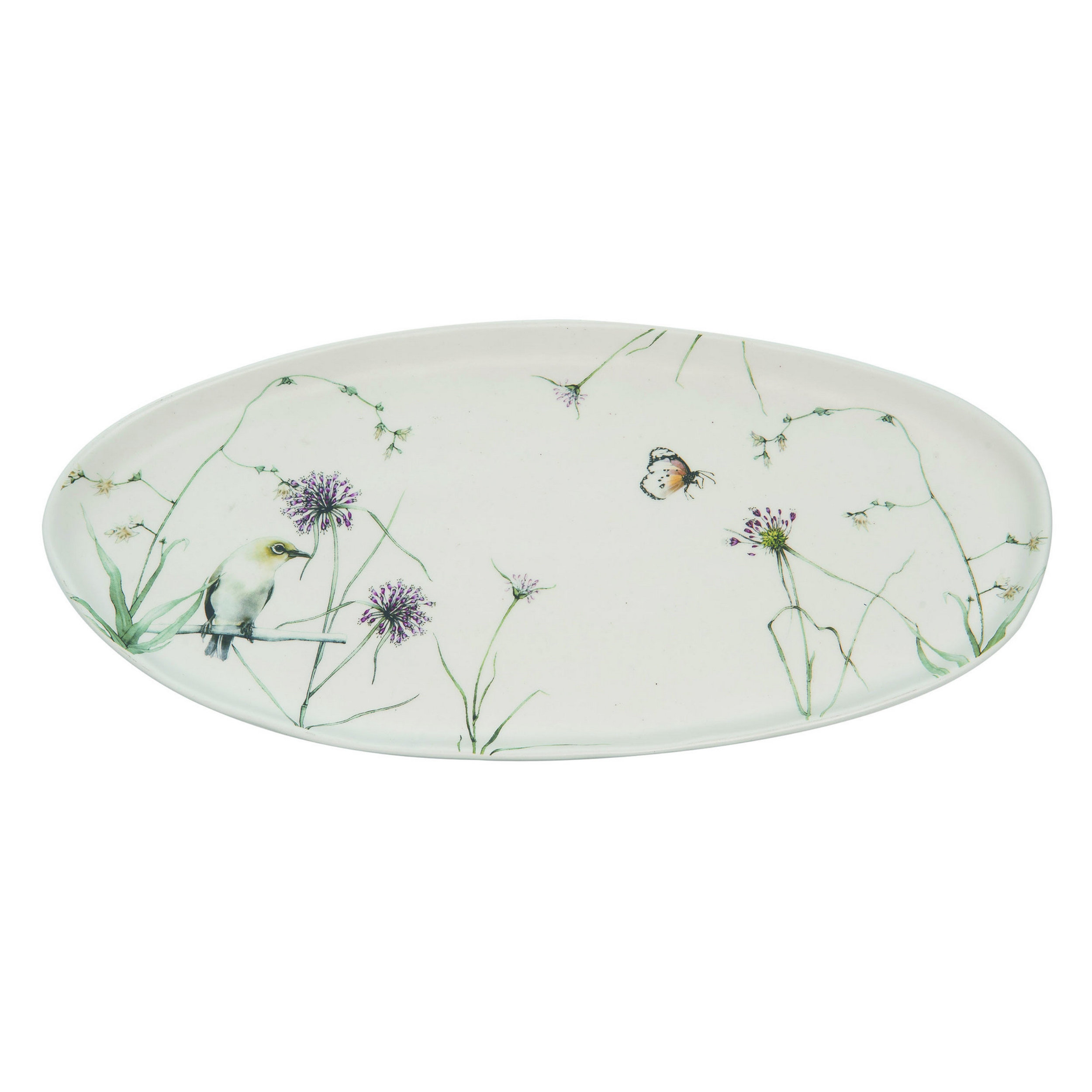 Transpac Ceramic 15 In. White Spring Flora And Fauna Platter | Wayfair