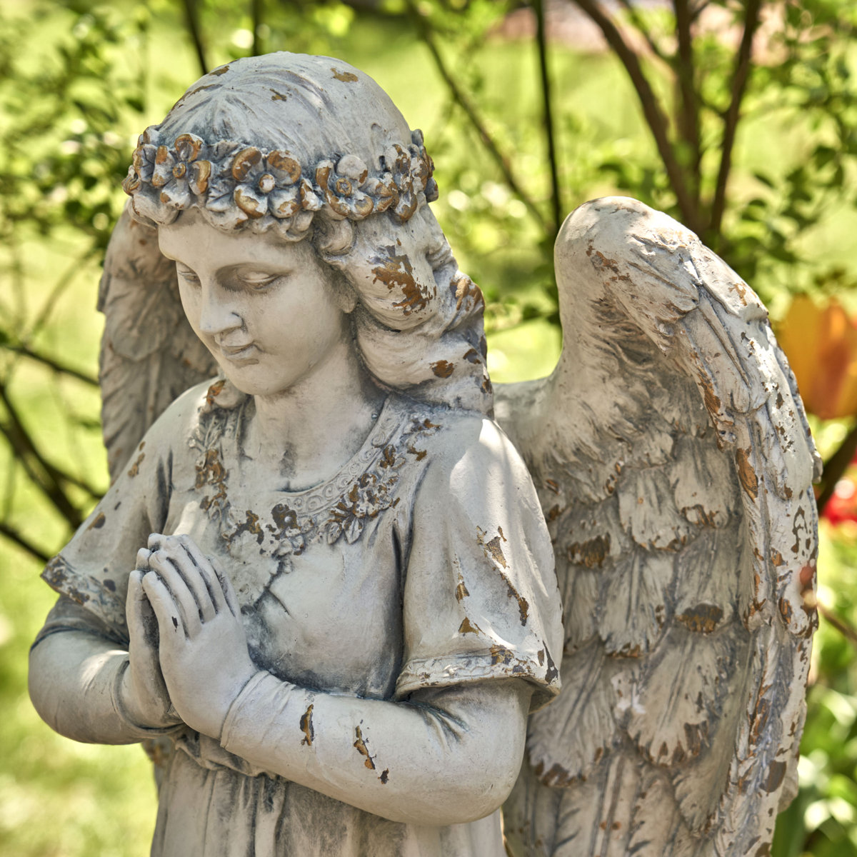 Astoria Grand Praying Angel Magnesium Garden Statue & Reviews | Wayfair