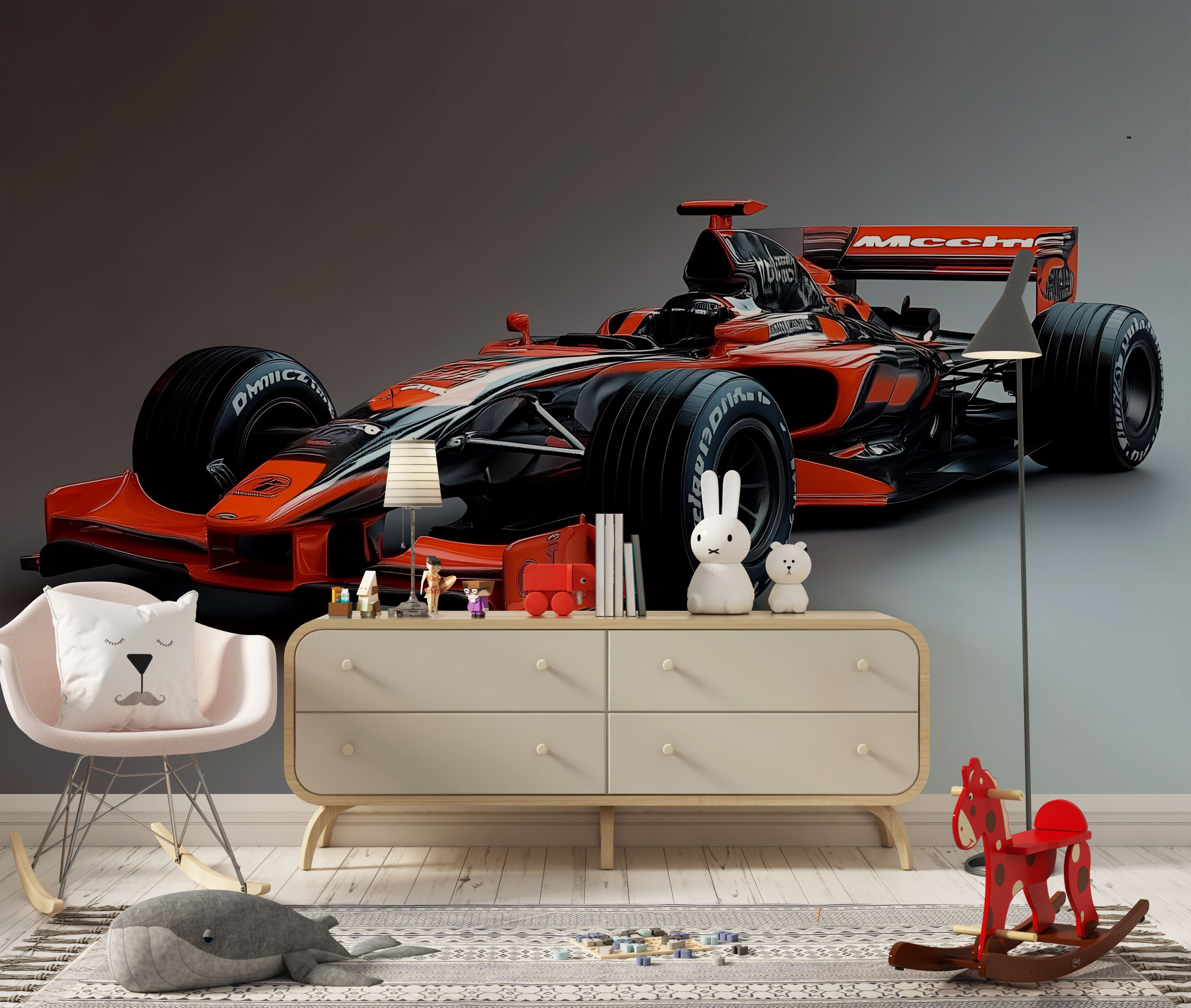 Stickalz Formula 1 Wall Mural – Mclaren Racing Car Wallpaper For Boys ...