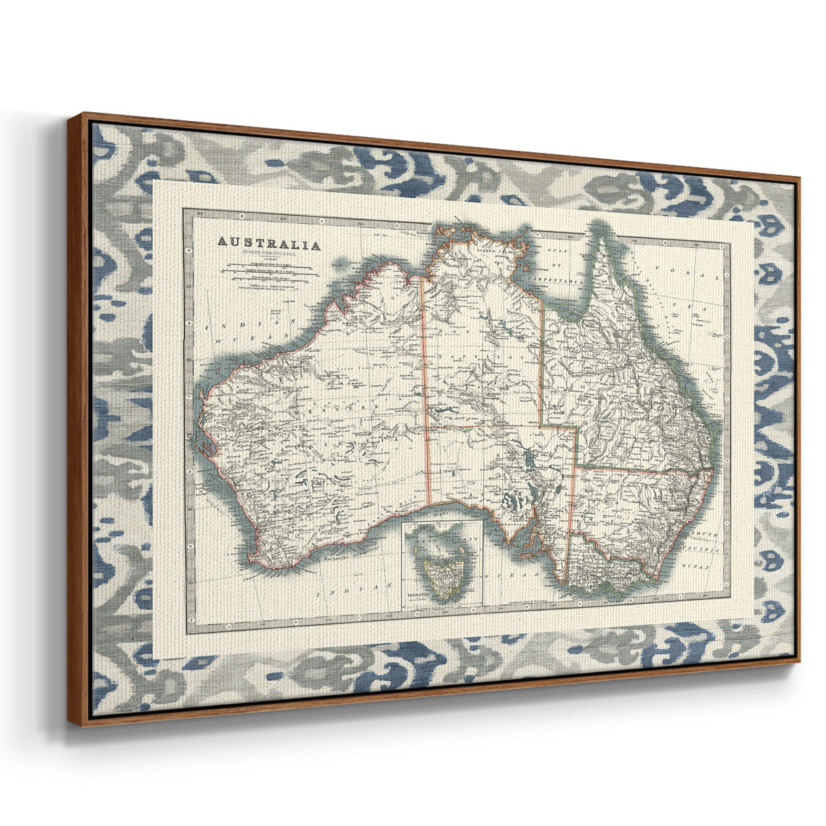 Wexford Home Bordered Map of Australia-Framed Gallery Wrapped Canvas ...