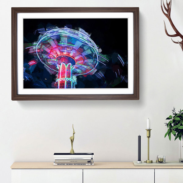 East Urban Home Fairground Swing at Night in Abstract - Picture Frame ...