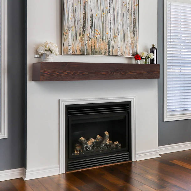 Millwood Pines Rustic Fireplace Mantel, Wall-Mounted Floating Shelf for ...