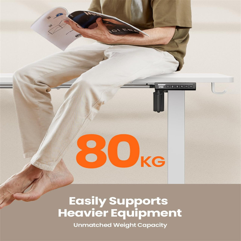 Inbox Zero 120cm W Height Adjustable Rectangle Computer Desk | Wayfair ...