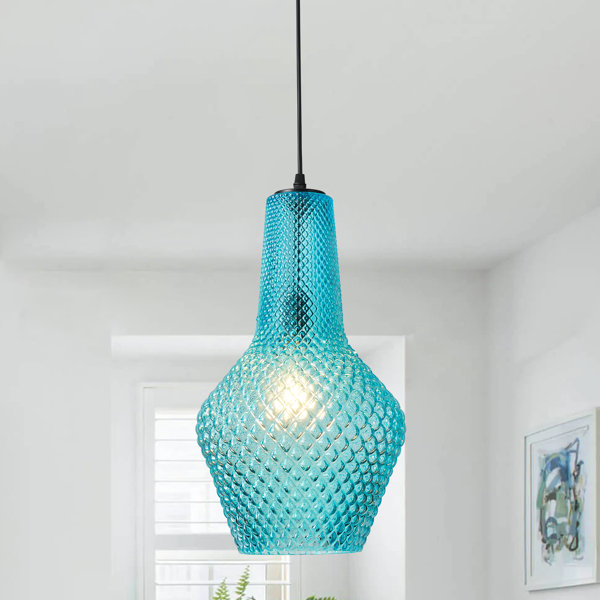 Orren Ellis 1 - Light Single Glass Pendant Light | Wayfair