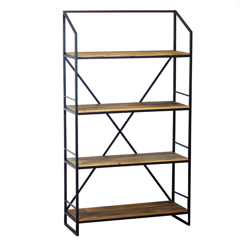 17 Stories VIP Wood 59 in. Brown 4-Level Wall Shelf with Rear ...