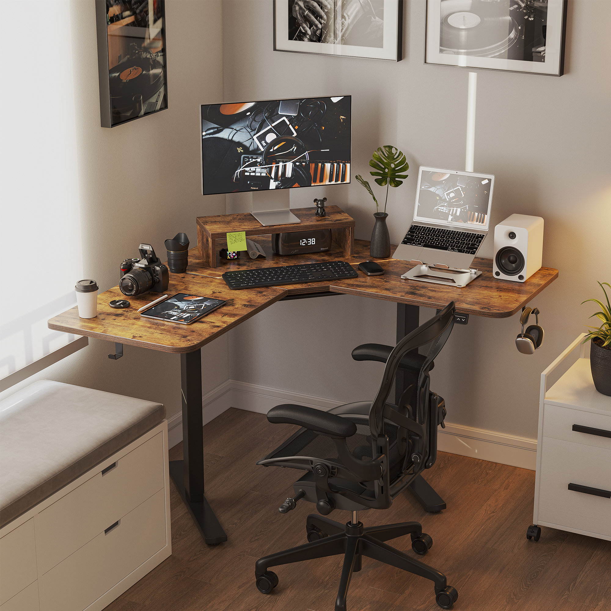 The Twillery Co. 48'' W Height Adjustable L-Shaped Standing Desk ...