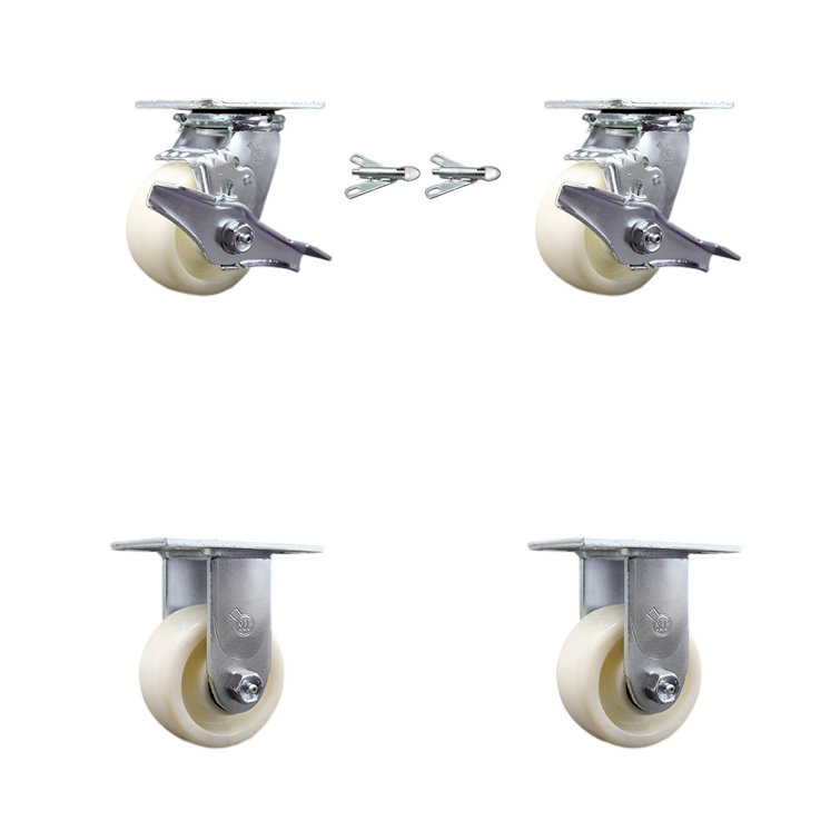 Service Caster 4 Inch Nylon Caster Set with 2 Brakes/Swivel Lock 2 ...