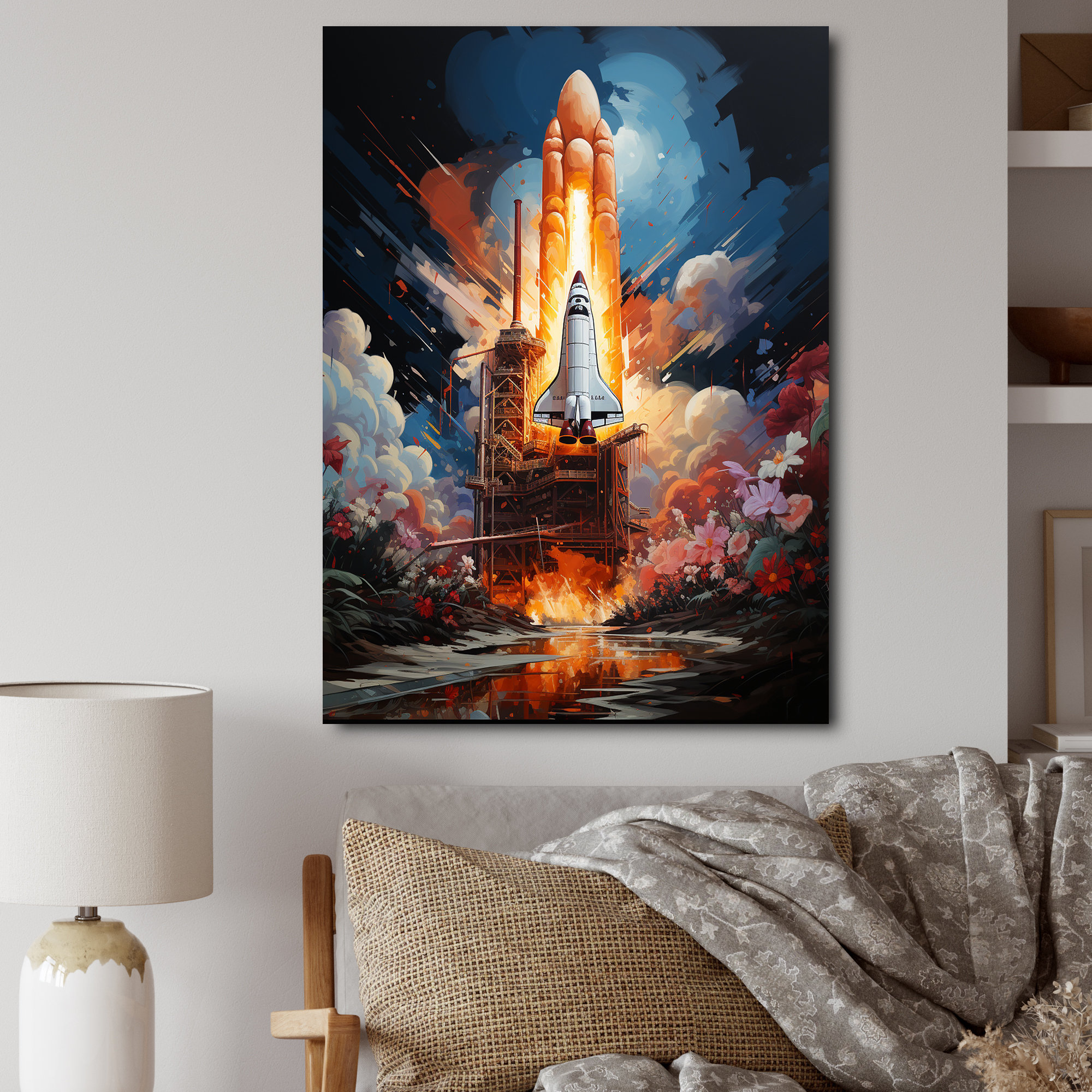Red Barrel Studio® Rocketship Cosmic Ascent II - Rocketship Canvas Wall ...