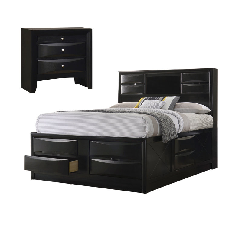 CDecor Home Furnishings Isabel Black 2-Piece Storage Queen Bedroom Set ...