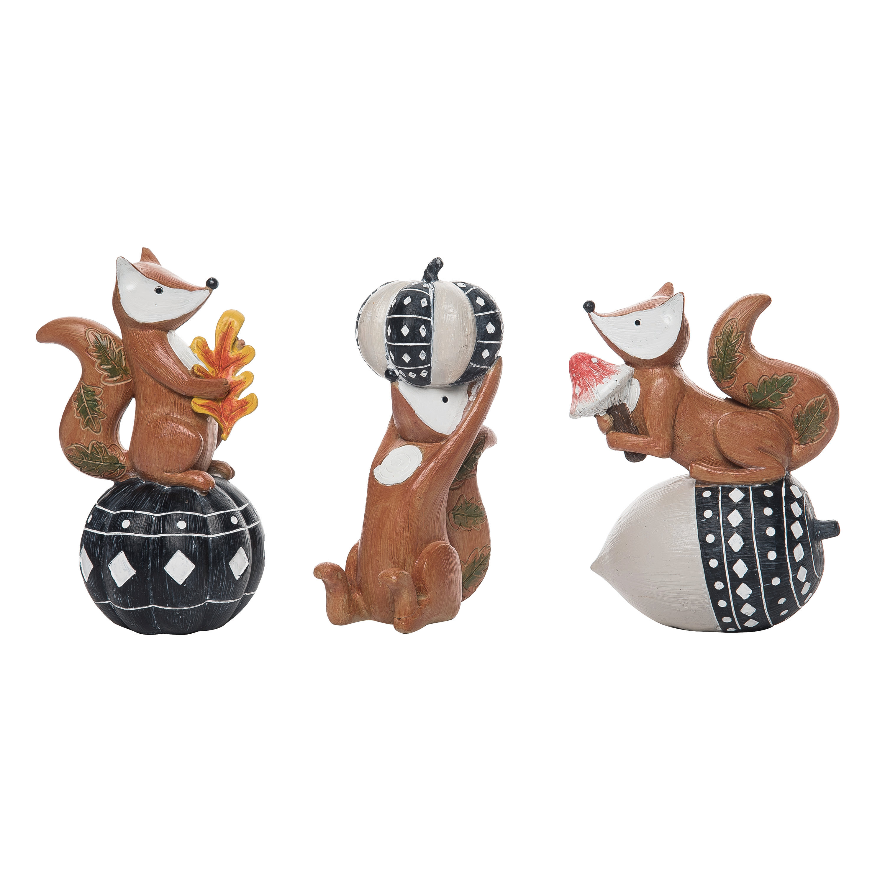 Millwood Pines Resin Fall Fox Decor Set of 3 Fall/Harvest Home ...