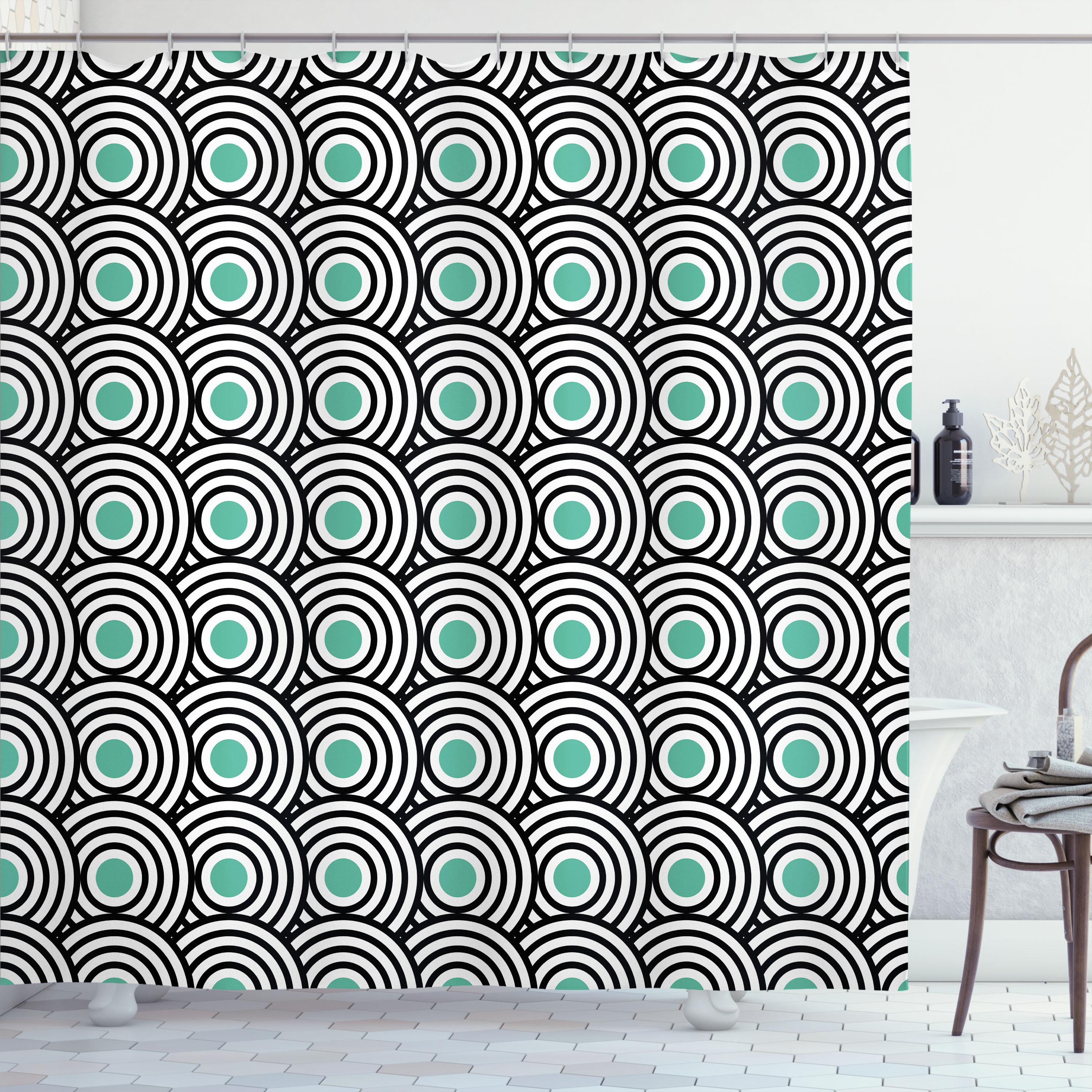 East Urban Home Modern Art Shower Curtain Retro Minimalist Vortex | Wayfair