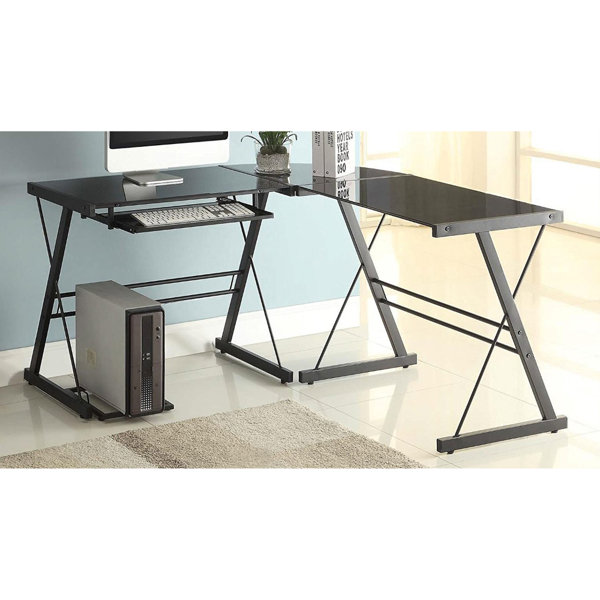 Ebern Designs Lygia L-Shaped Glass Computer Desk & Reviews | Wayfair