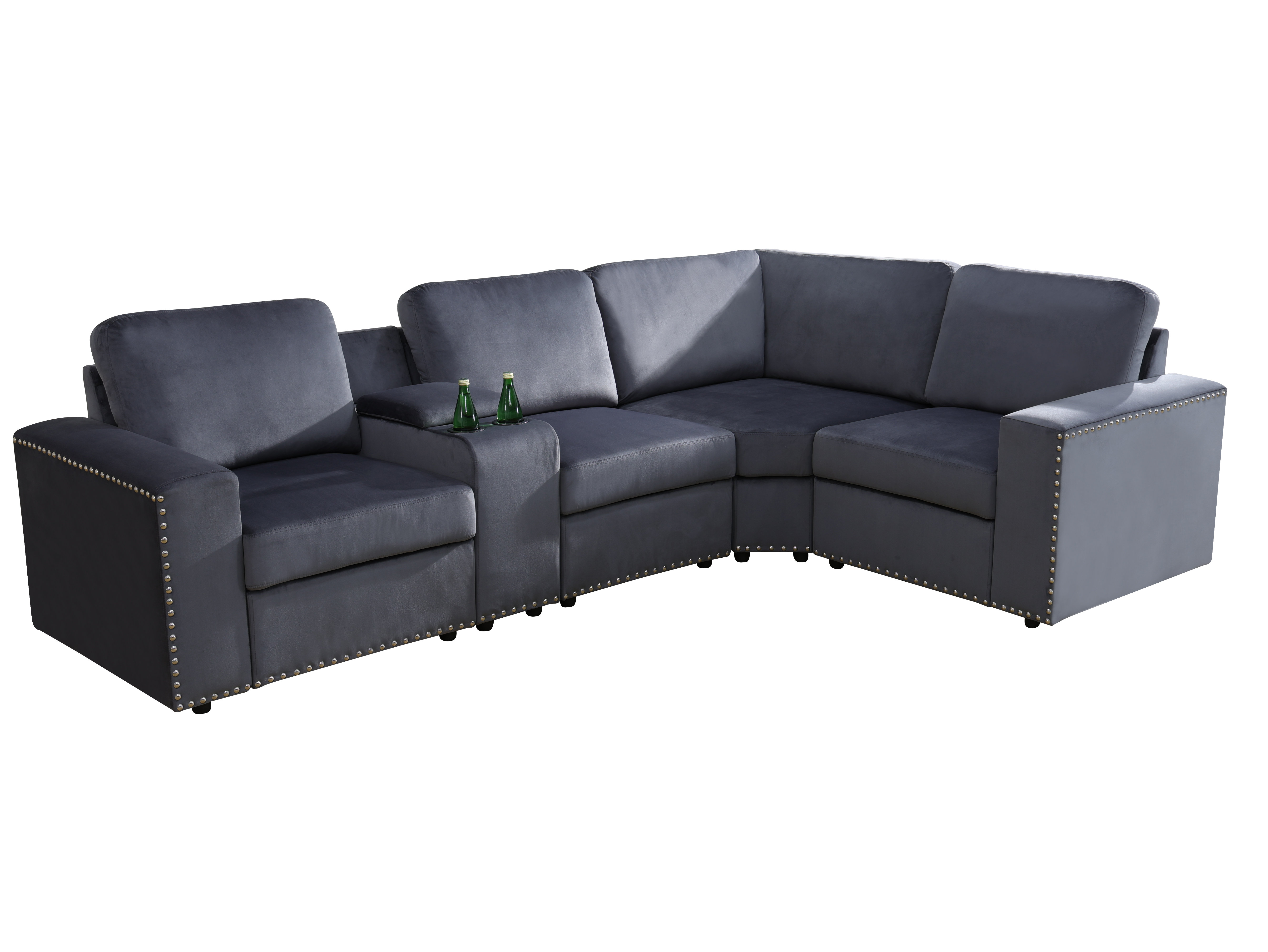 17 Stories Dark Grey Microfiber 5-Piece Living Room Sofa Set | Wayfair
