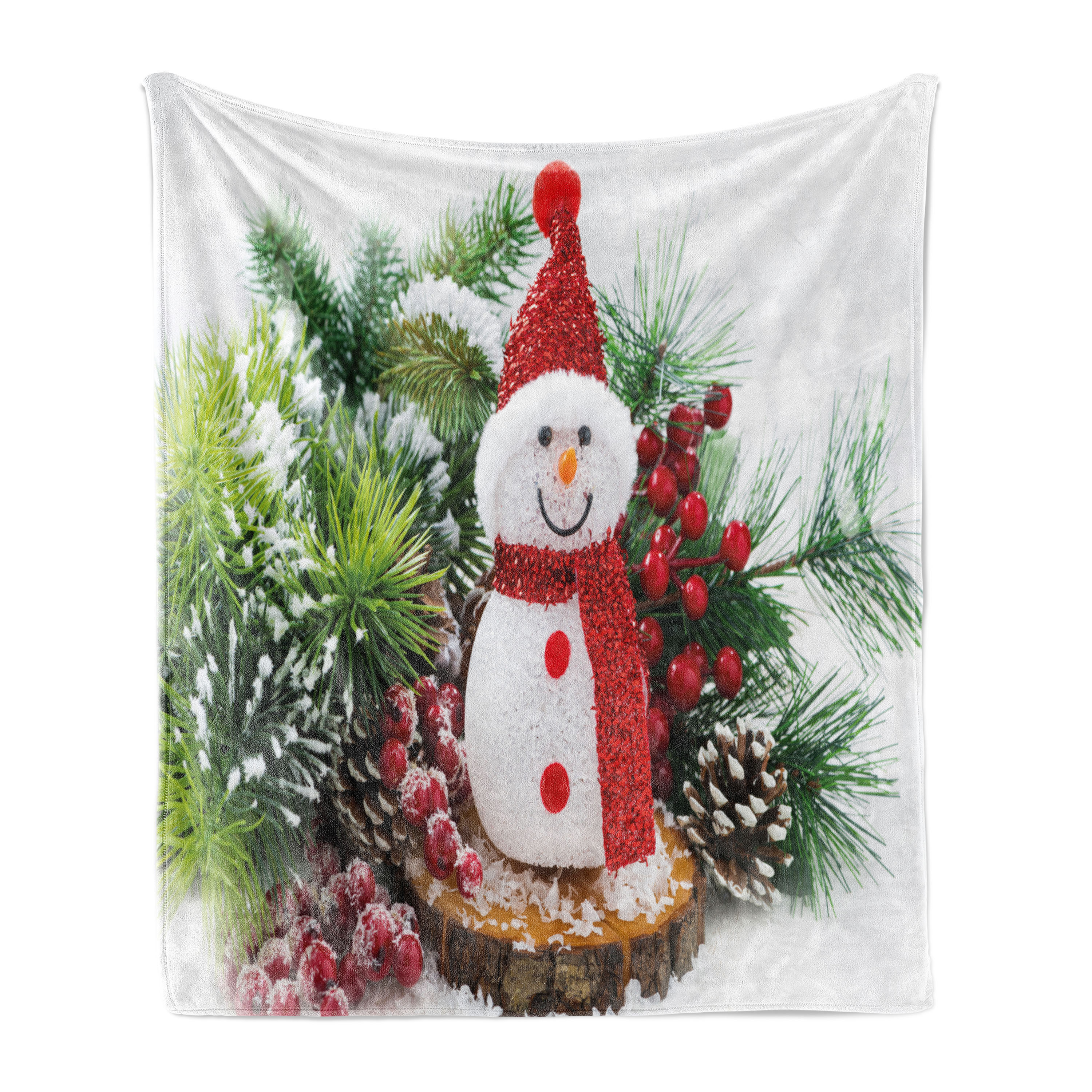 Ambesonne Christmas Fleece Throw Blanket Funny Snowman White | Wayfair