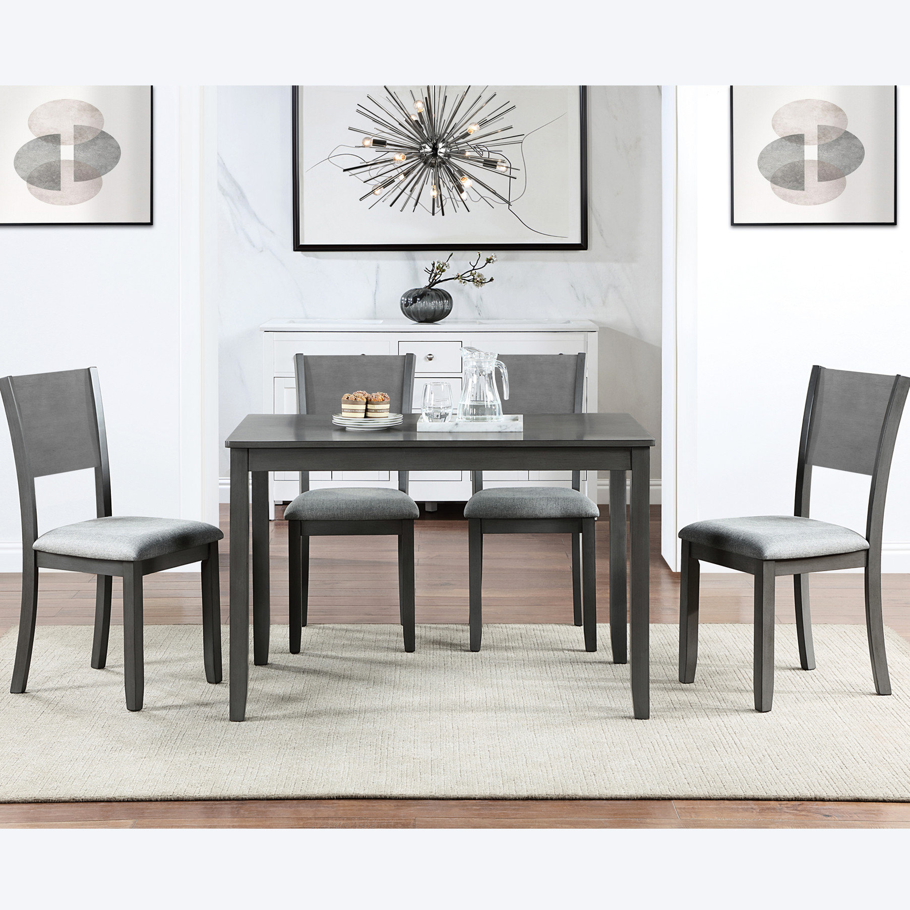 Lark Manor™ 5 Gray Dining For Energy: Rectangular Wooden Table And 4 ...
