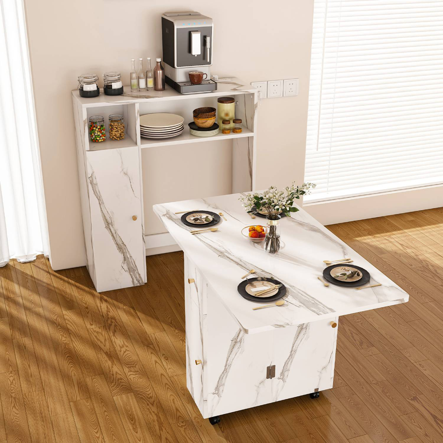 JIBCOP Wall-Mounted Folding Dining Table With Storage | Wayfair