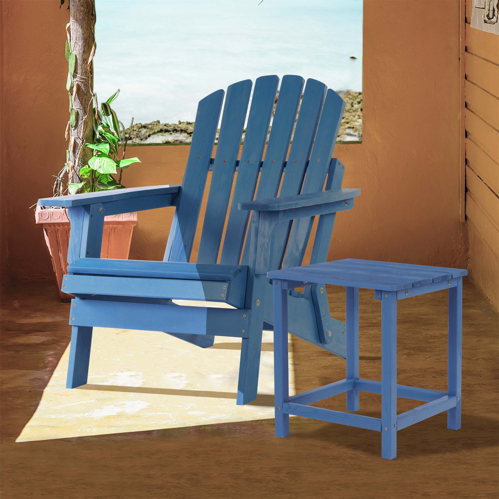 Beachcrest Home Oversize Wooden Outdoor Folding Adirondack Chair With ...
