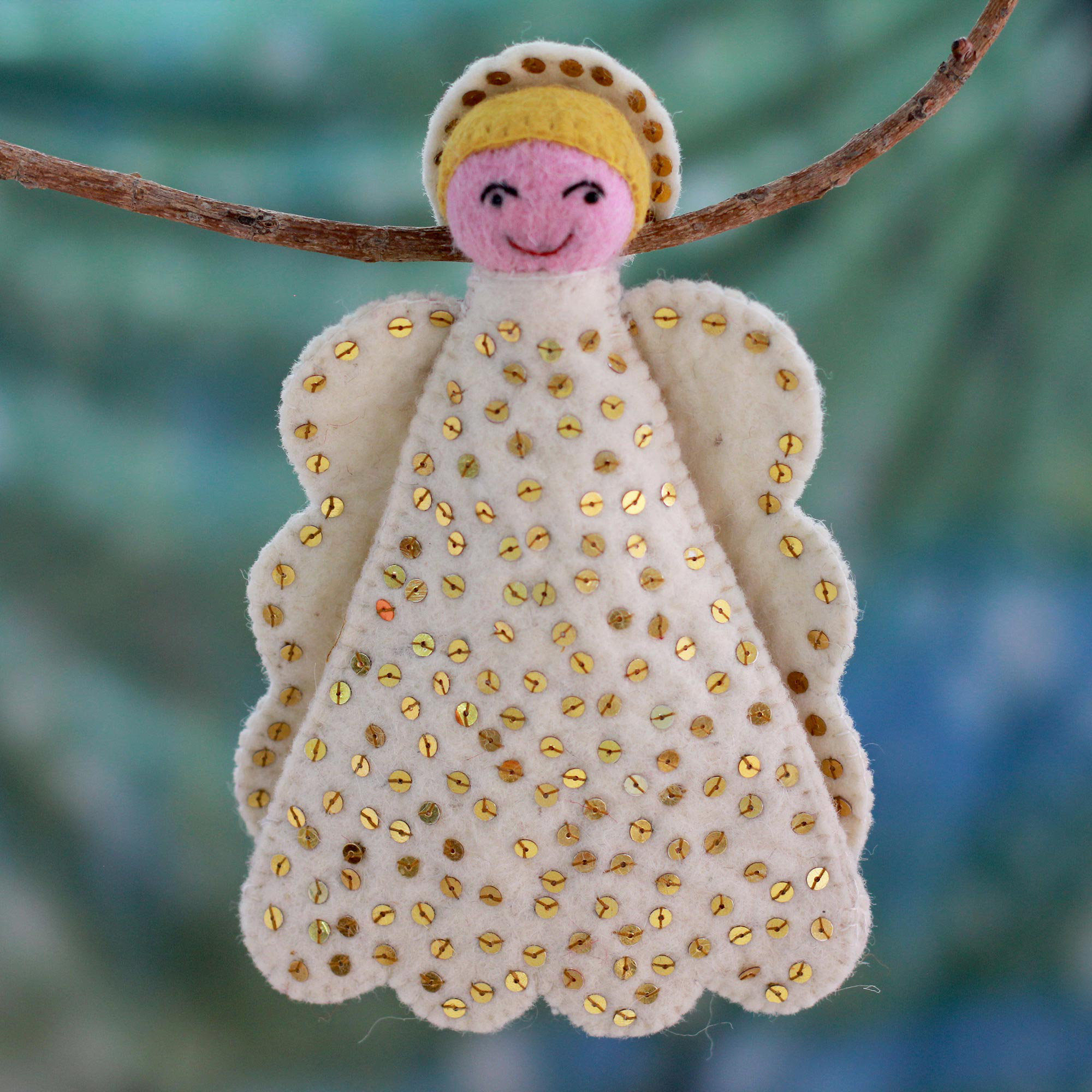The Holiday Aisle® Angel Smile Wool Tree Topper | Wayfair