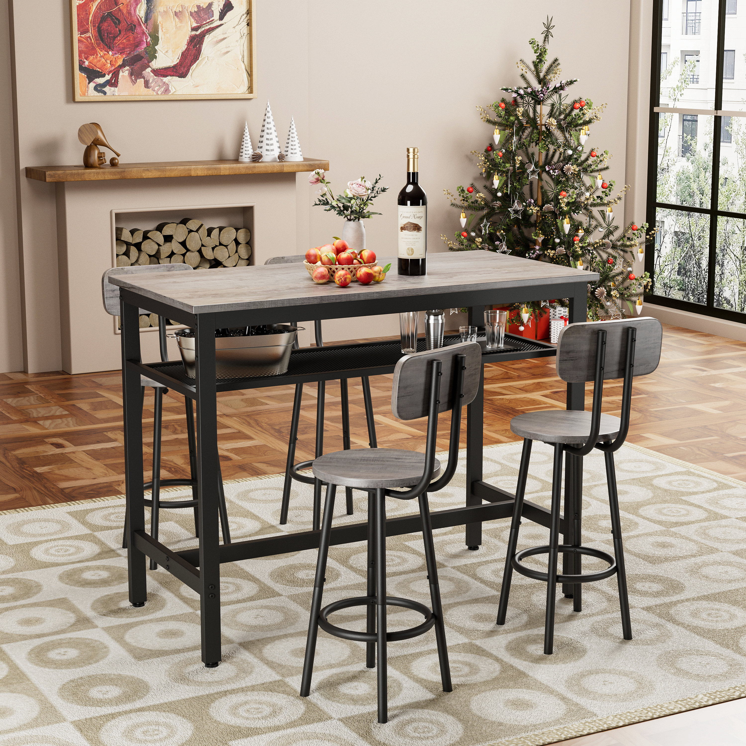 Wrought Studio™ 5 Piece Bar Table Set, Kitchen Bar Table And Chairs Set ...