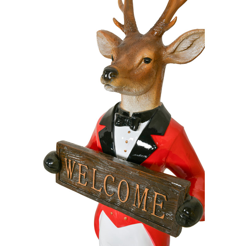 AFD Home Deer Welcome Sign Statue | Wayfair