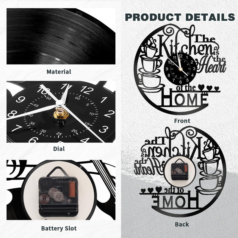 Lark Manor™ 12 Inch Kitchen Vinyl Record Wall Clock, Kitchen Heat Home ...