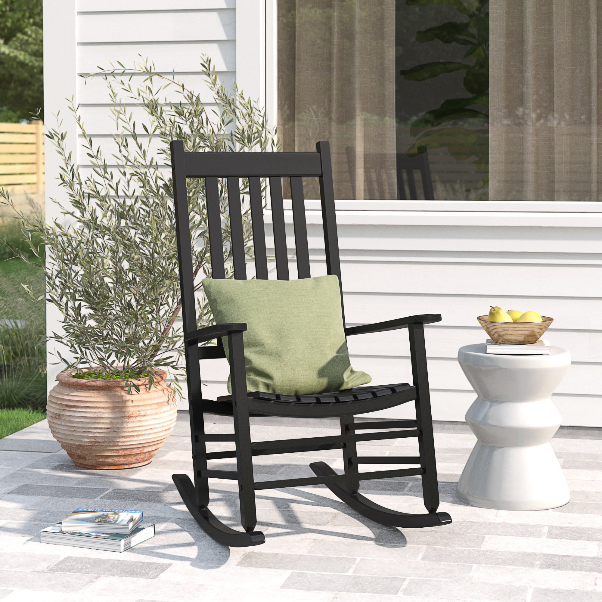 Sand & Stable™ Outdoor Zuri Rocking Solid Wood Chair & Reviews ...
