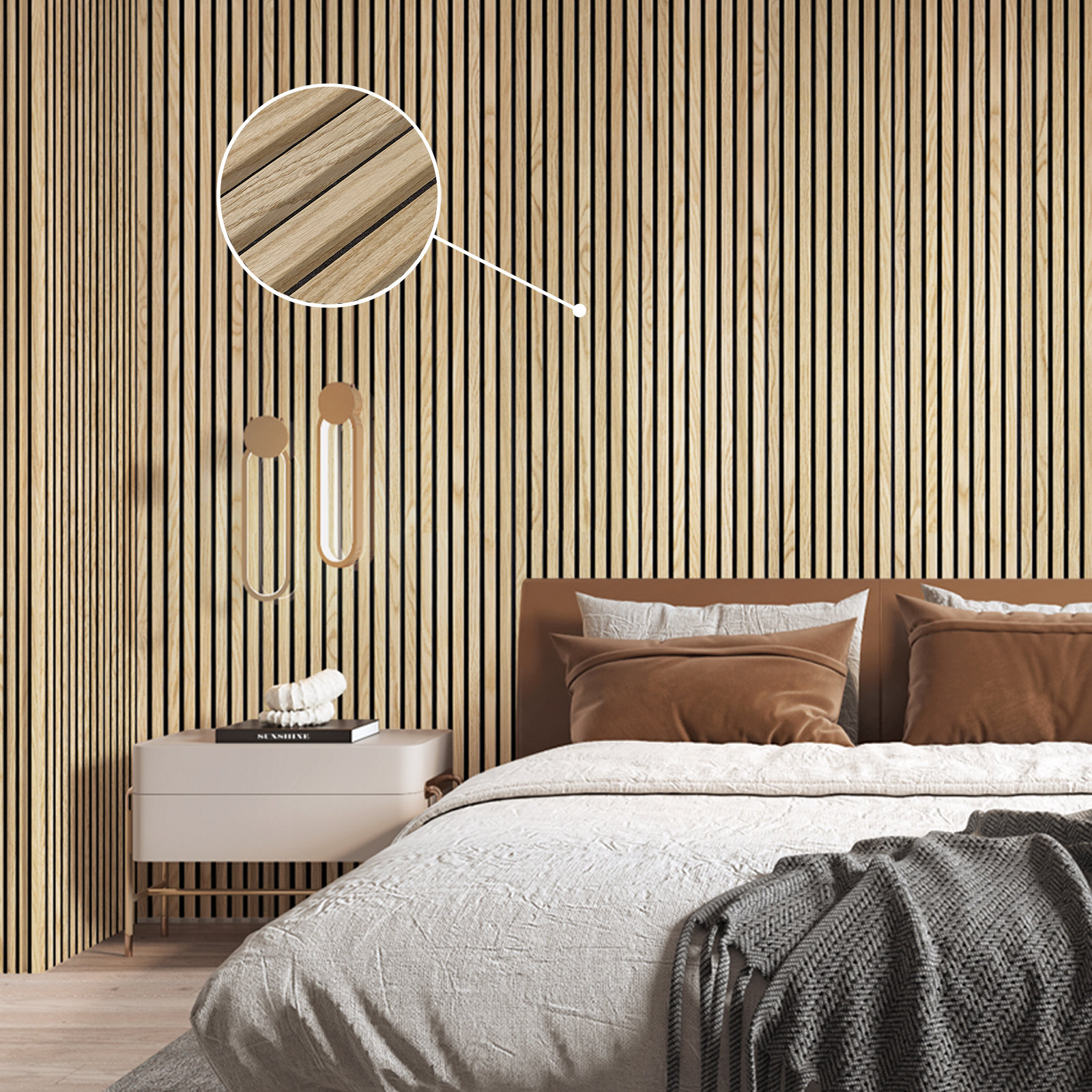 UNISOAR Acoustic Natural Wood Slat Wall Panels Samples Pack (4PCS ...