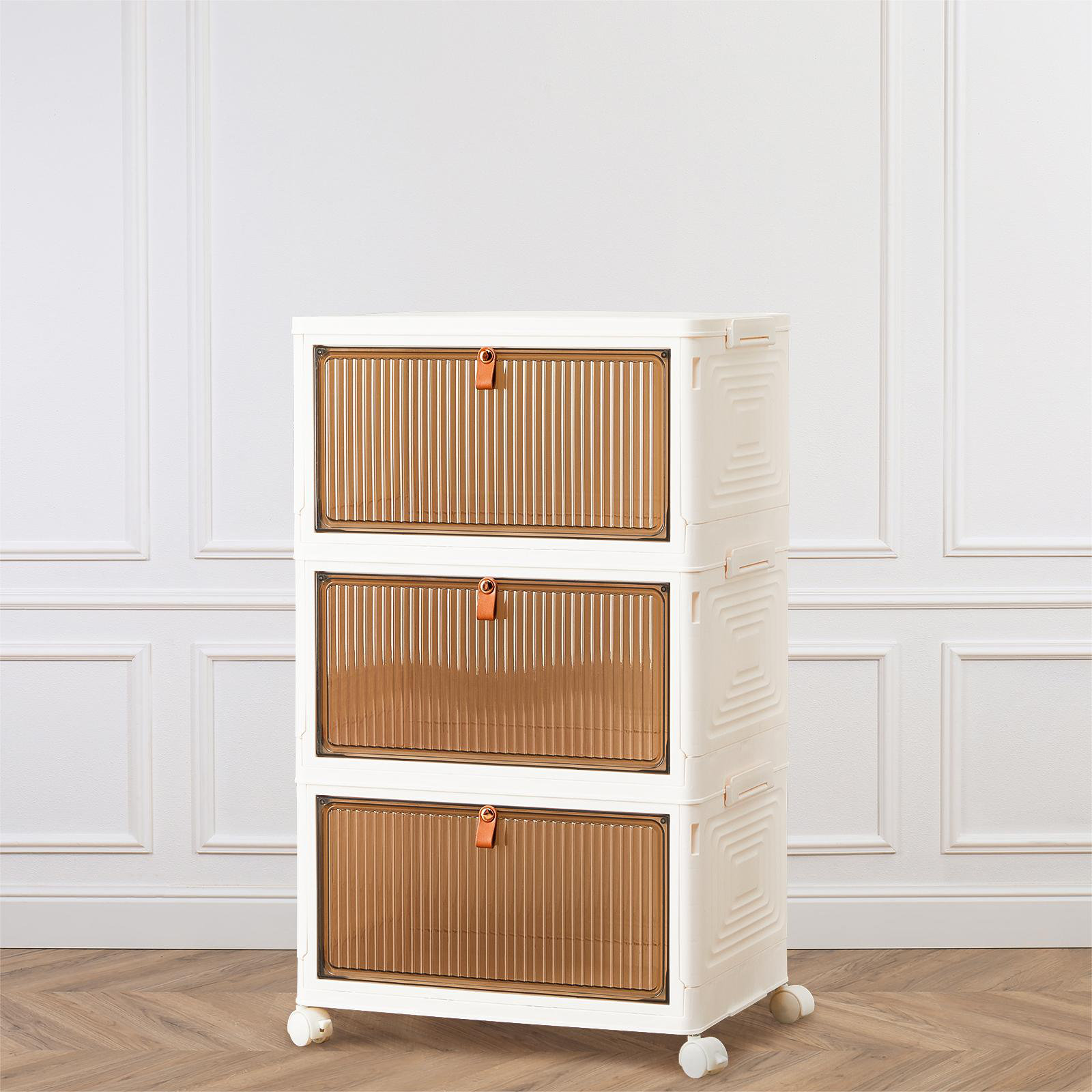 Rebrilliant Stackable Plastic Storage Bins,with Lid,Magnetic Doors ...