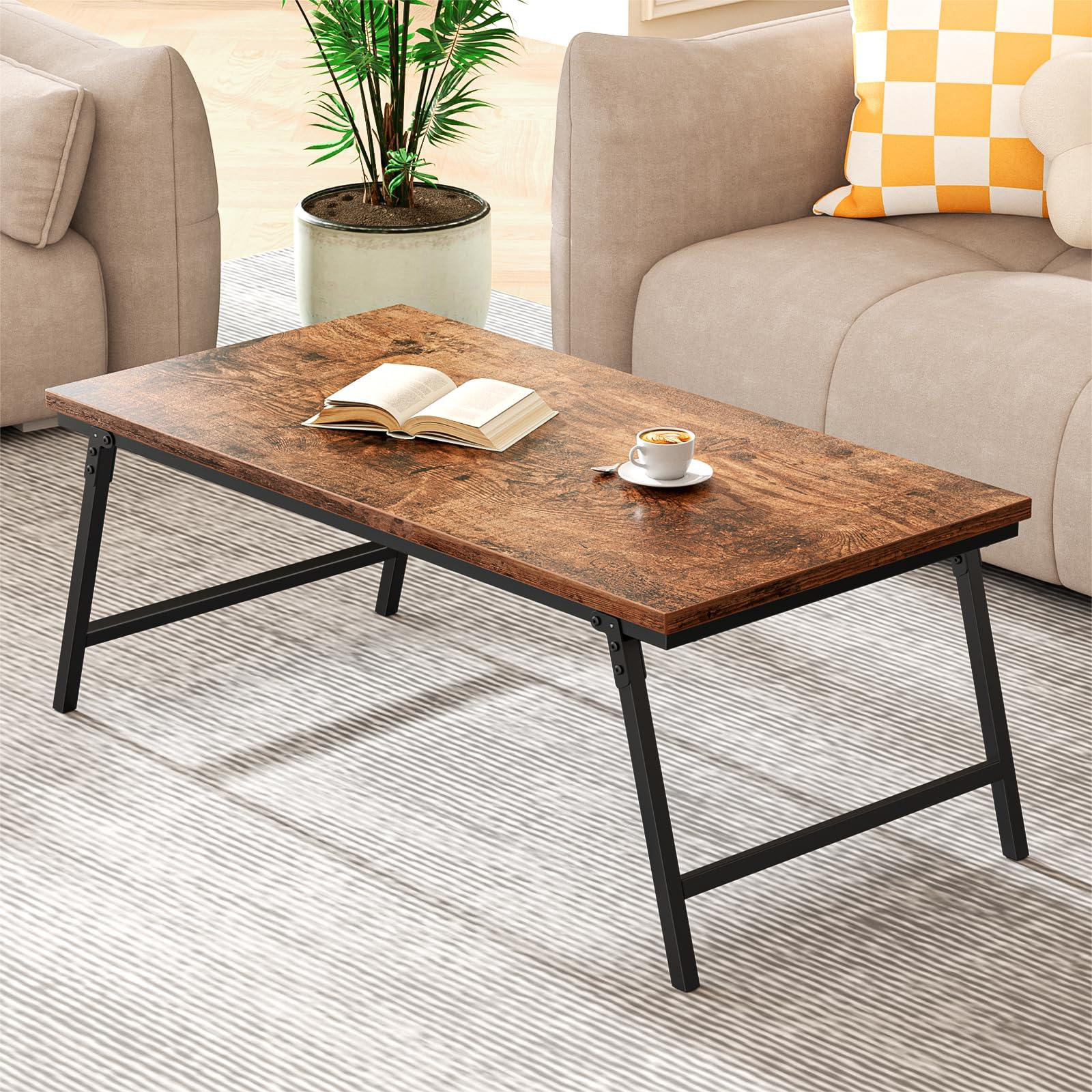 17 Stories Folding Coffee Table, Leg Latches Portable Sturdy Floor ...