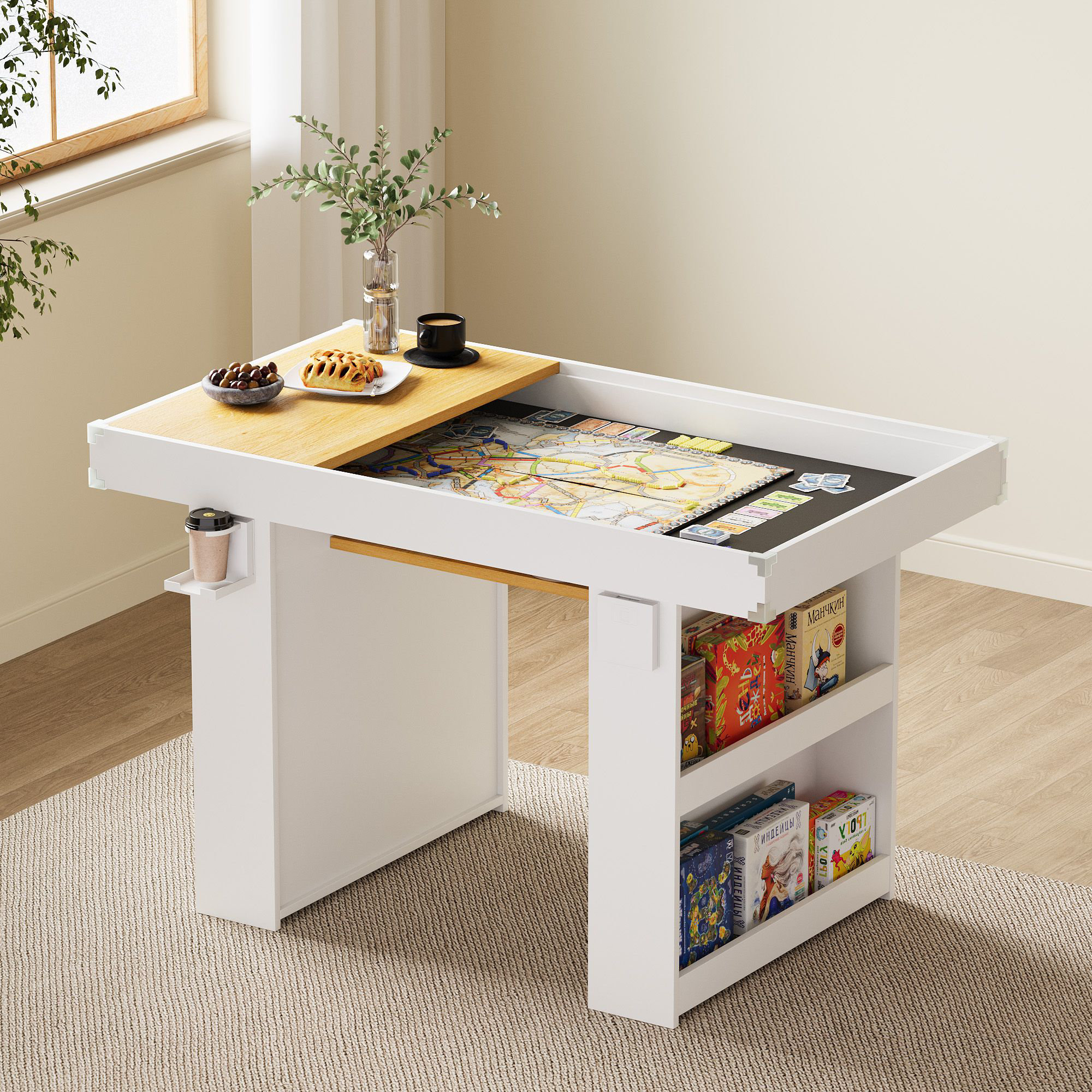 Advwin 2-in-1 Multi-Functional Game Table with Removable Top, Cup ...