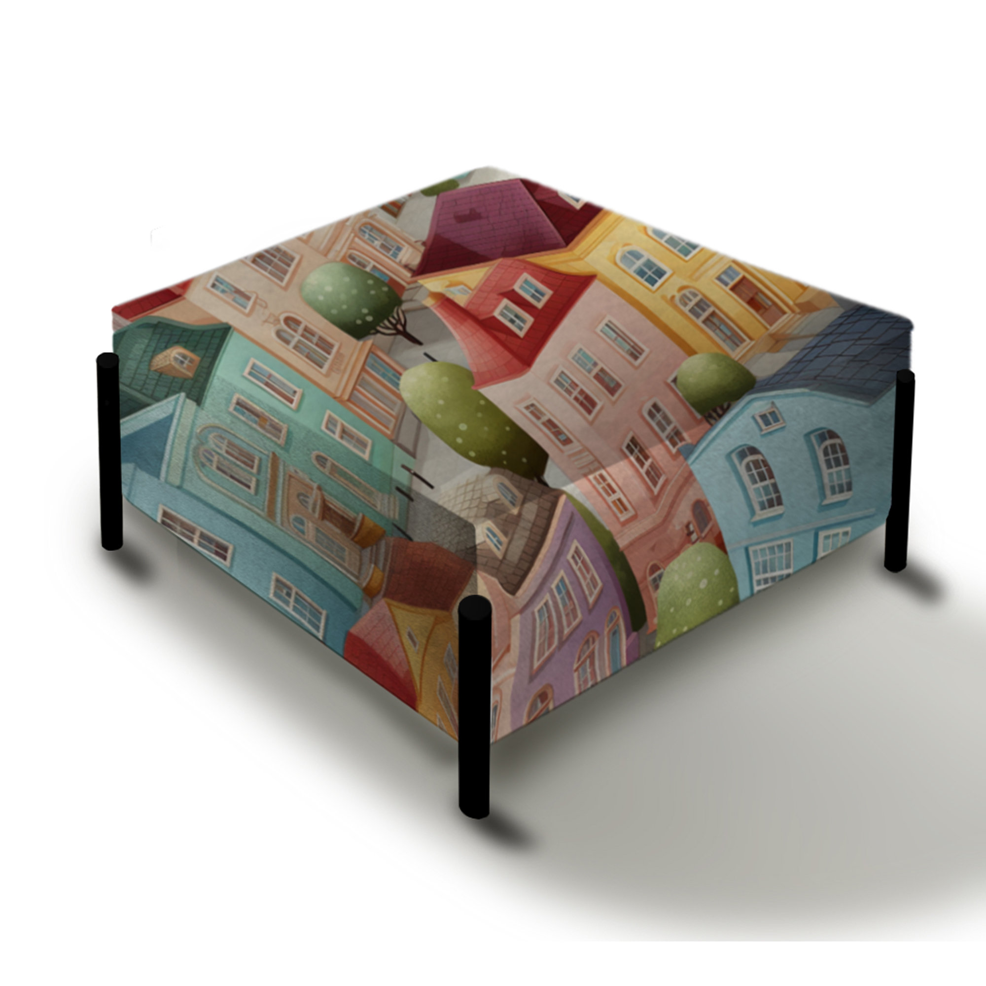 Design Art Soft Pastel Color Nordic Building Collage - Abstract Large ...