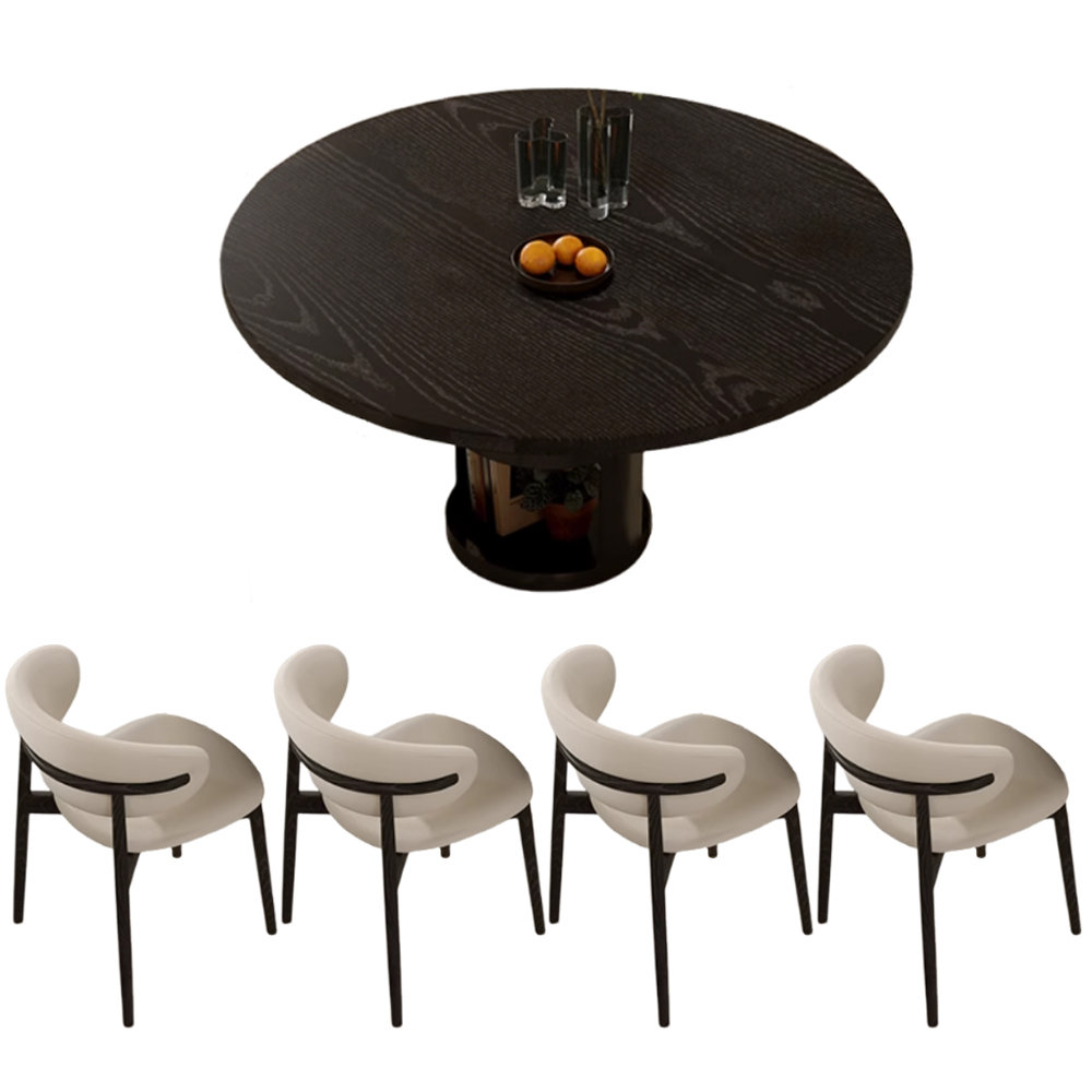 Corrigan Studio® Black Practical Thick Ash Wood Storage Round Table ...